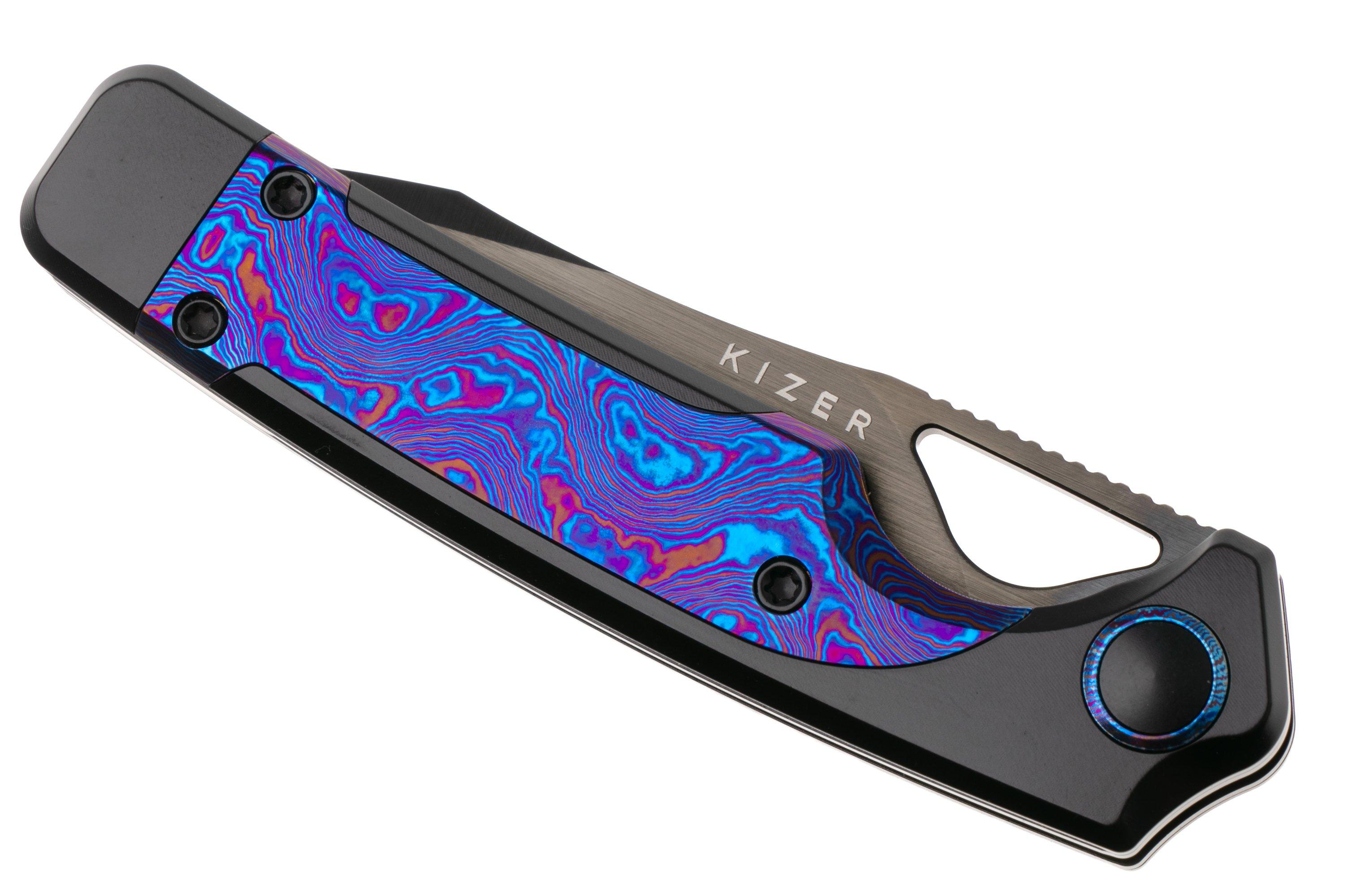 Kizer Ara KI3729A4 Hand Brushed DLC CPM Cruwear, Titanium & Timascus ...