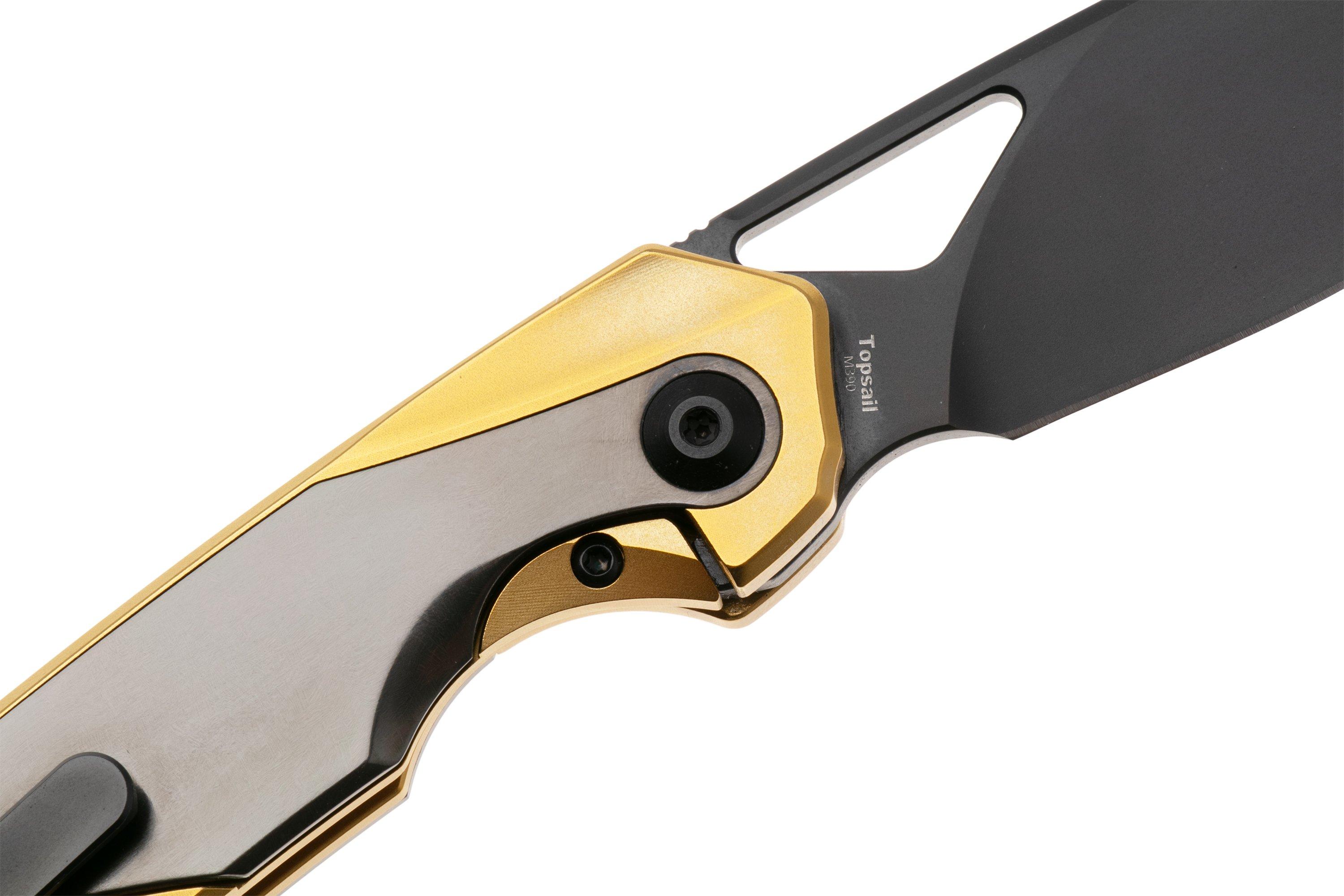 Kizer Topsail KI3735A3 Matte DLC M390, Gold Titanium & Zirconium Inlays ...