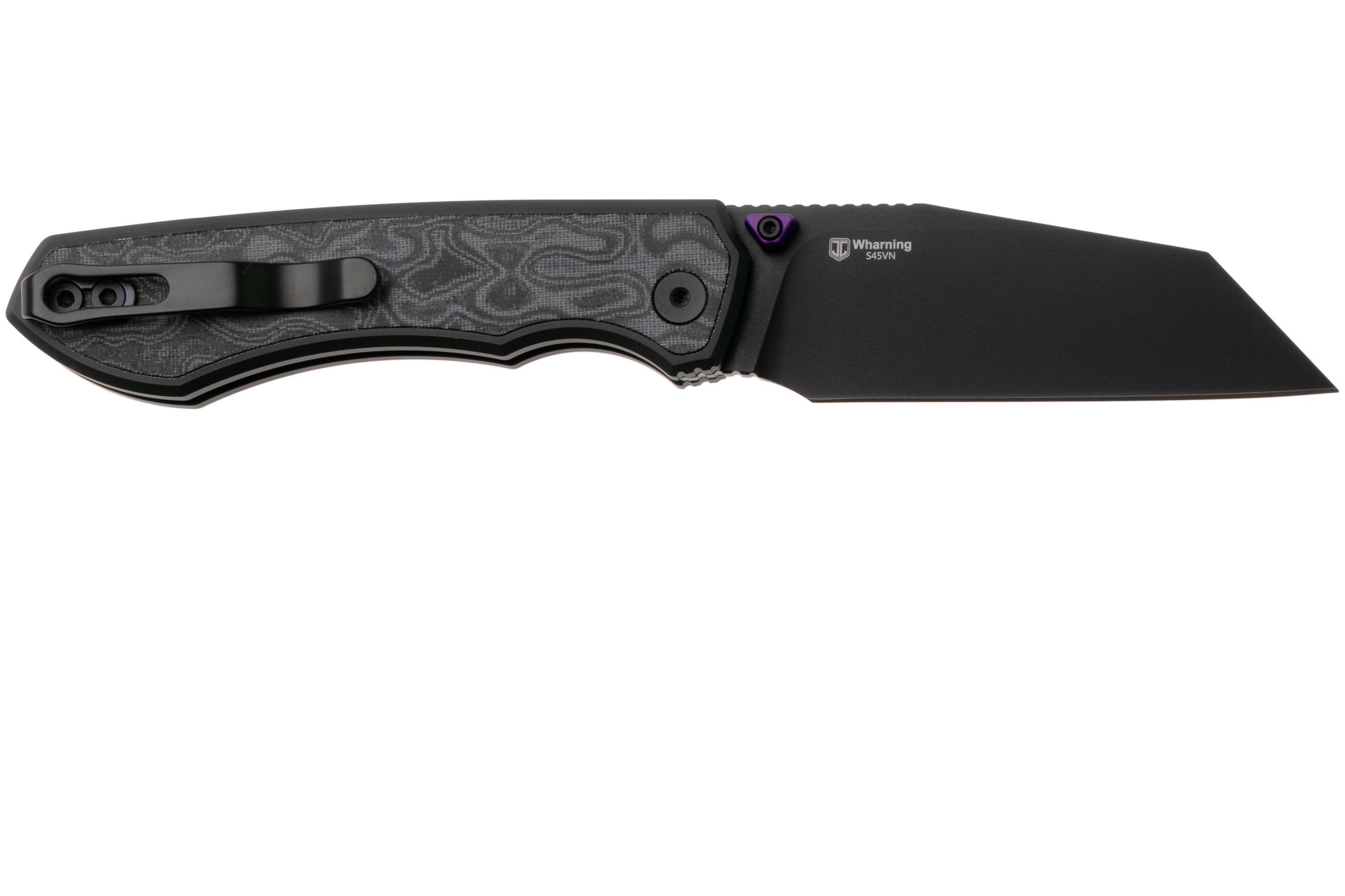 Kizer Wharning KI3738A2 PVD S45VN, Black Aluminum Norplex UltreX ...