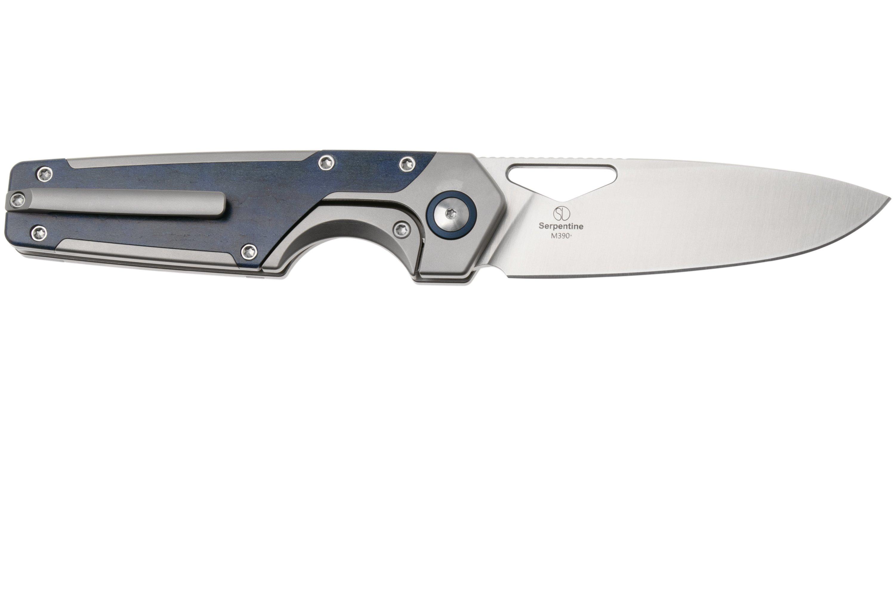 Kizer Serpentine KI3759FDA3 Satin M390, Titanium & Blue Richlite Inlays ...
