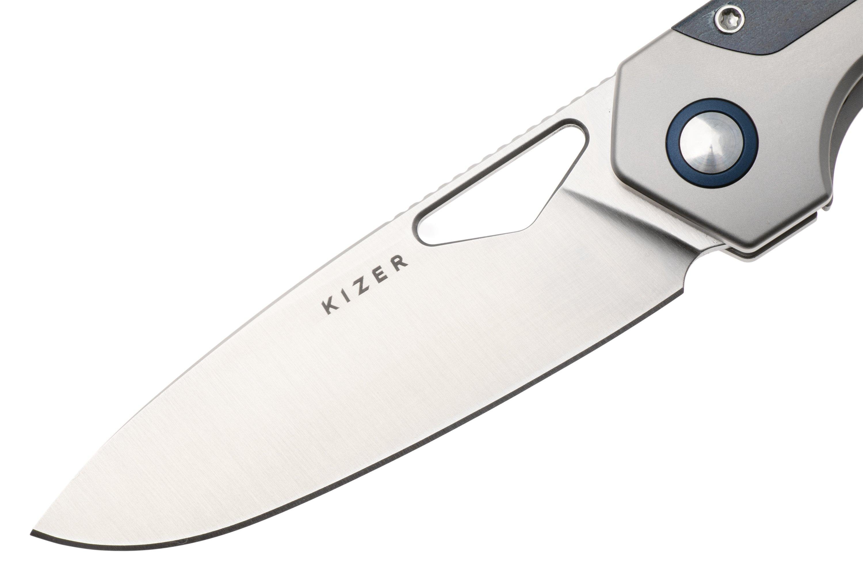 Kizer Serpentine KI3759FDA3 Satin M390, Titanium & Blue Richlite Inlays ...