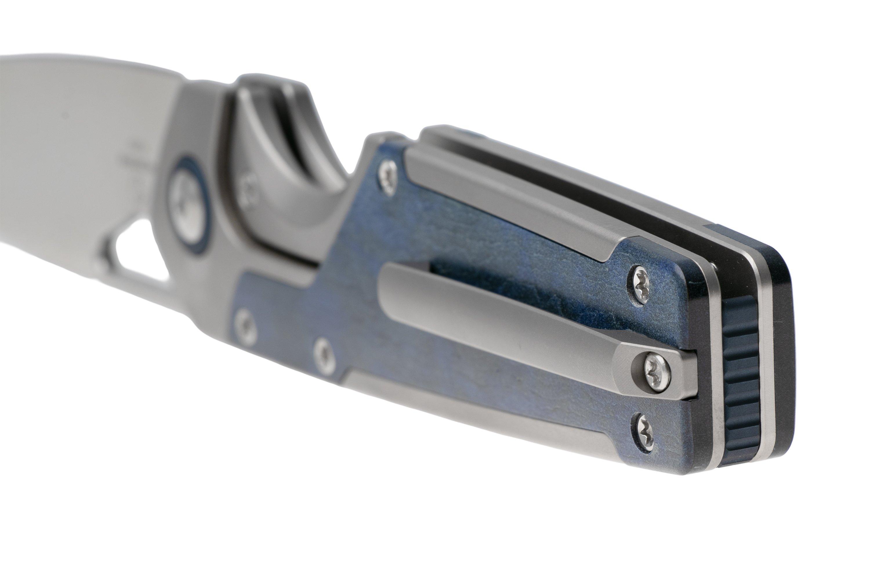 Kizer Serpentine KI3759FDA3 Satin M390, Titanium & Blue Richlite Inlays ...