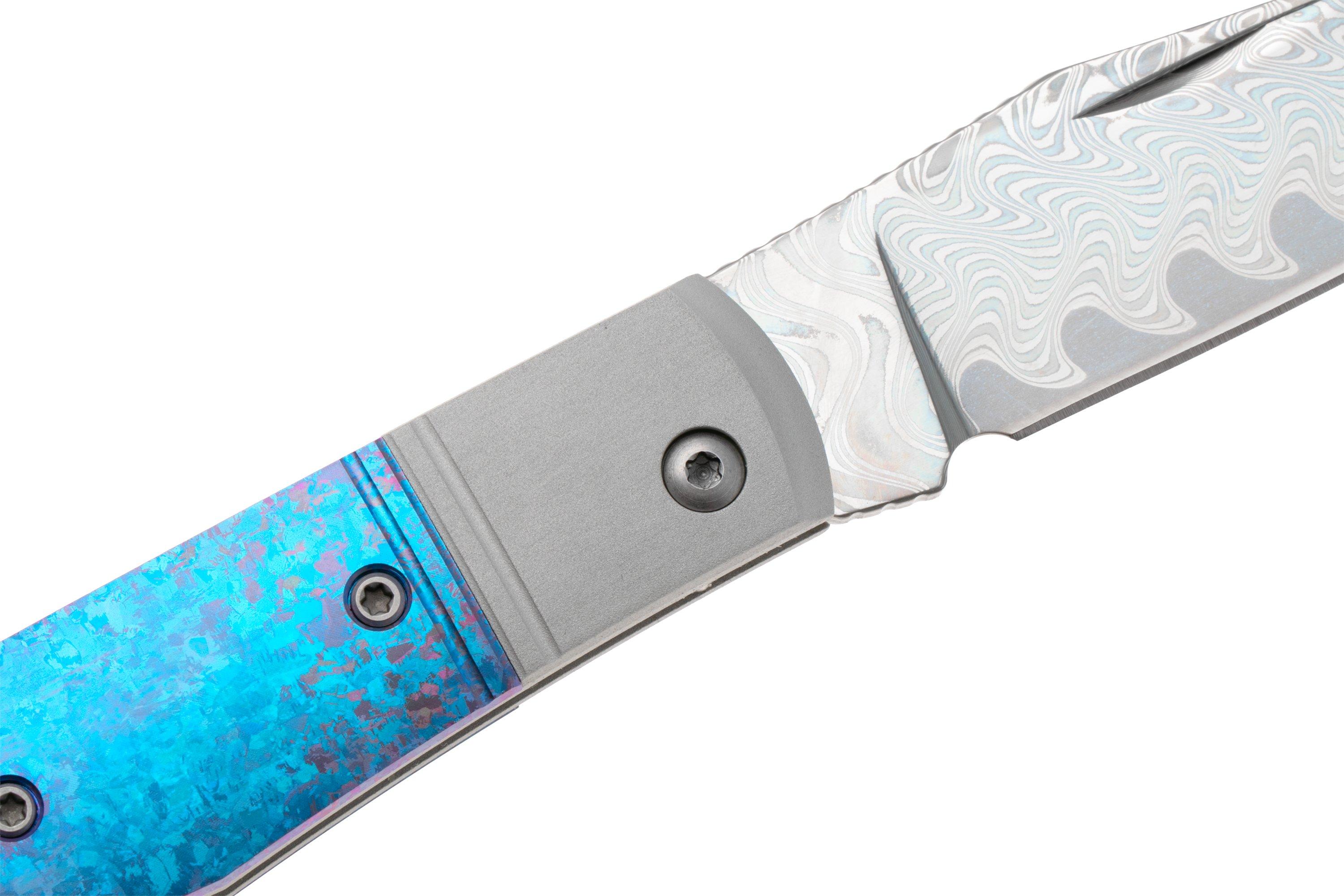 Kizer Trestle KI3761A4 Acid Washed Feather Damascus, Aluminum With ...