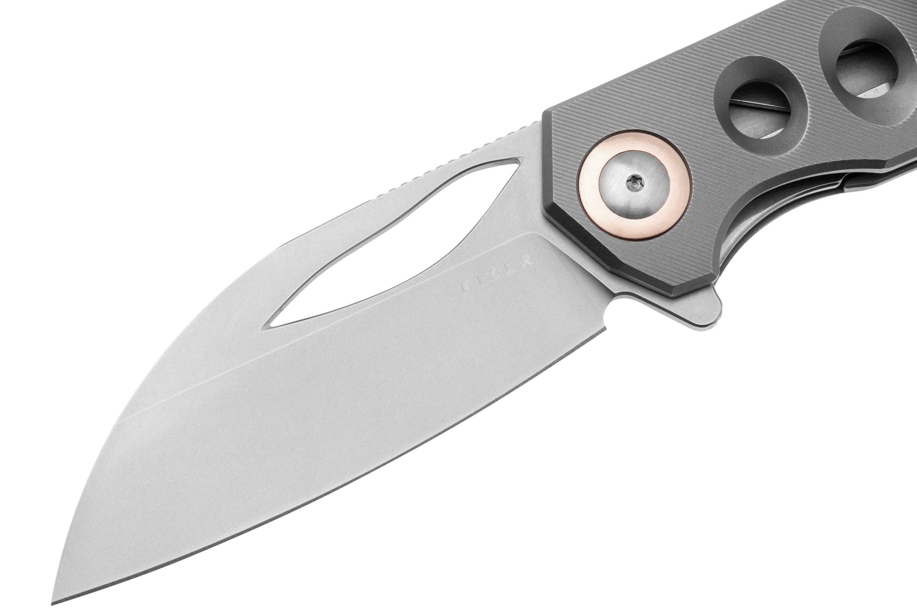 Kizer Hawk Ki4683A2, Stonewashed S45VN, Titanium pocket knife, Carlos ...
