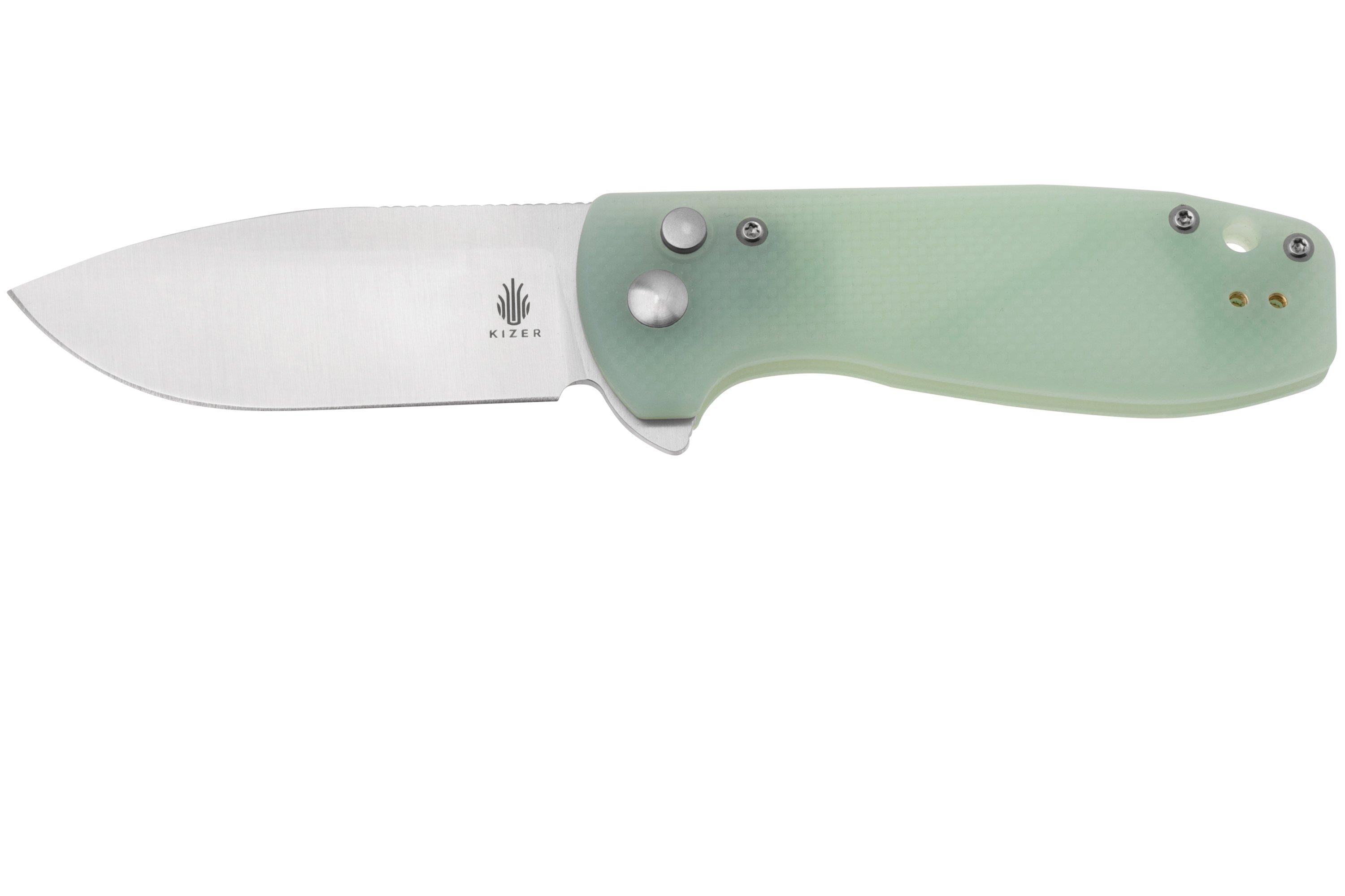 Kizer Amicus L3002A2 Button Lock, Jade G10, pocket knife ...