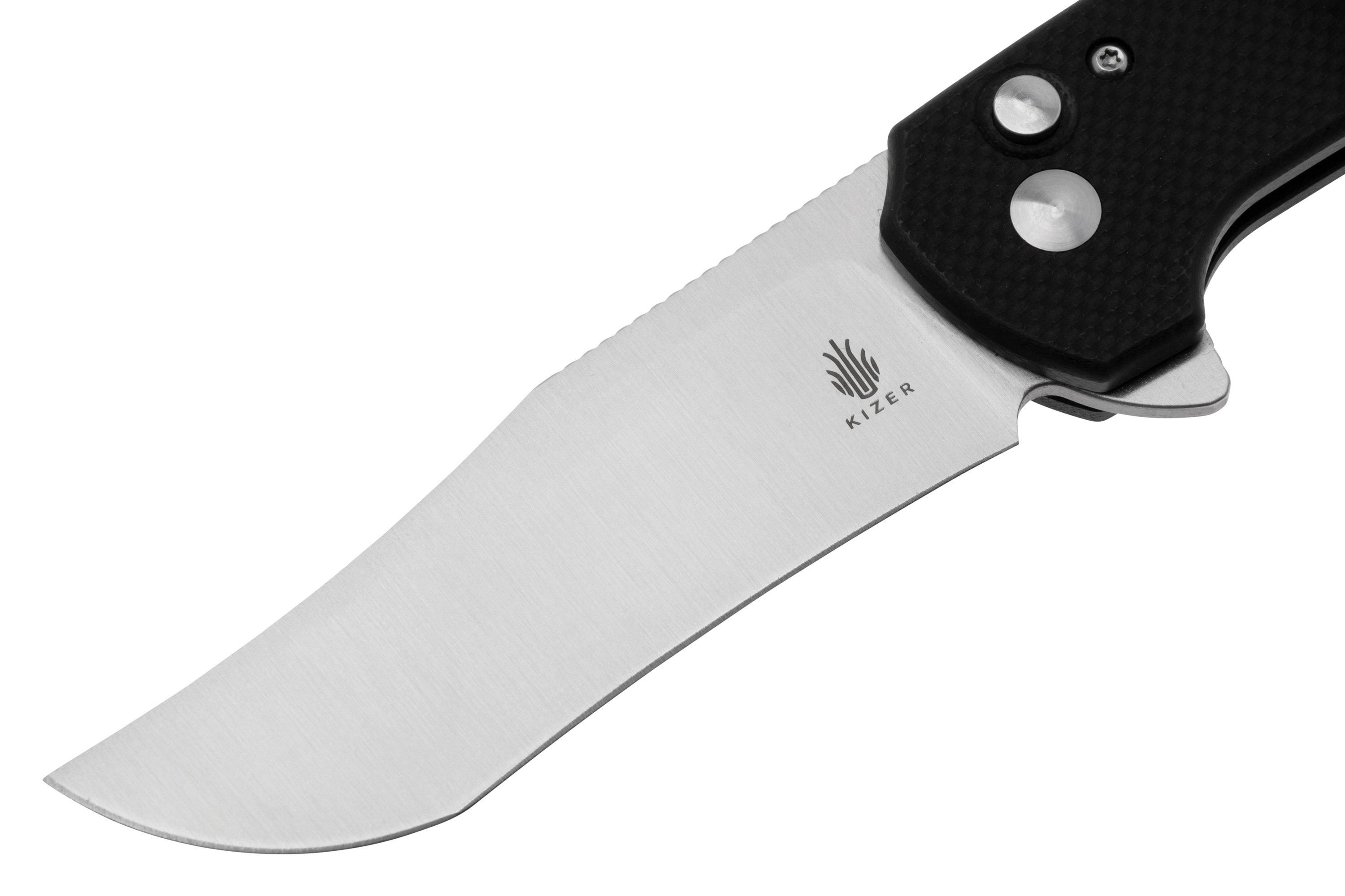 Kizer Gryphon L4010A1 Button Lock, Black G10, pocket knife, Azo design ...
