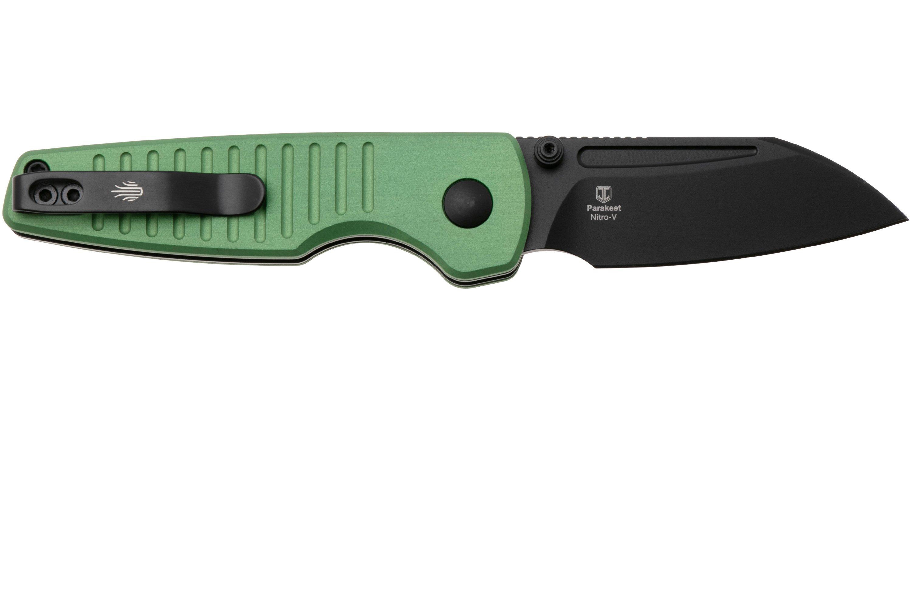 Kizer Parakeet V2706A5 Black PVD Nitro-V, Green Aluminum, pocket knife ...