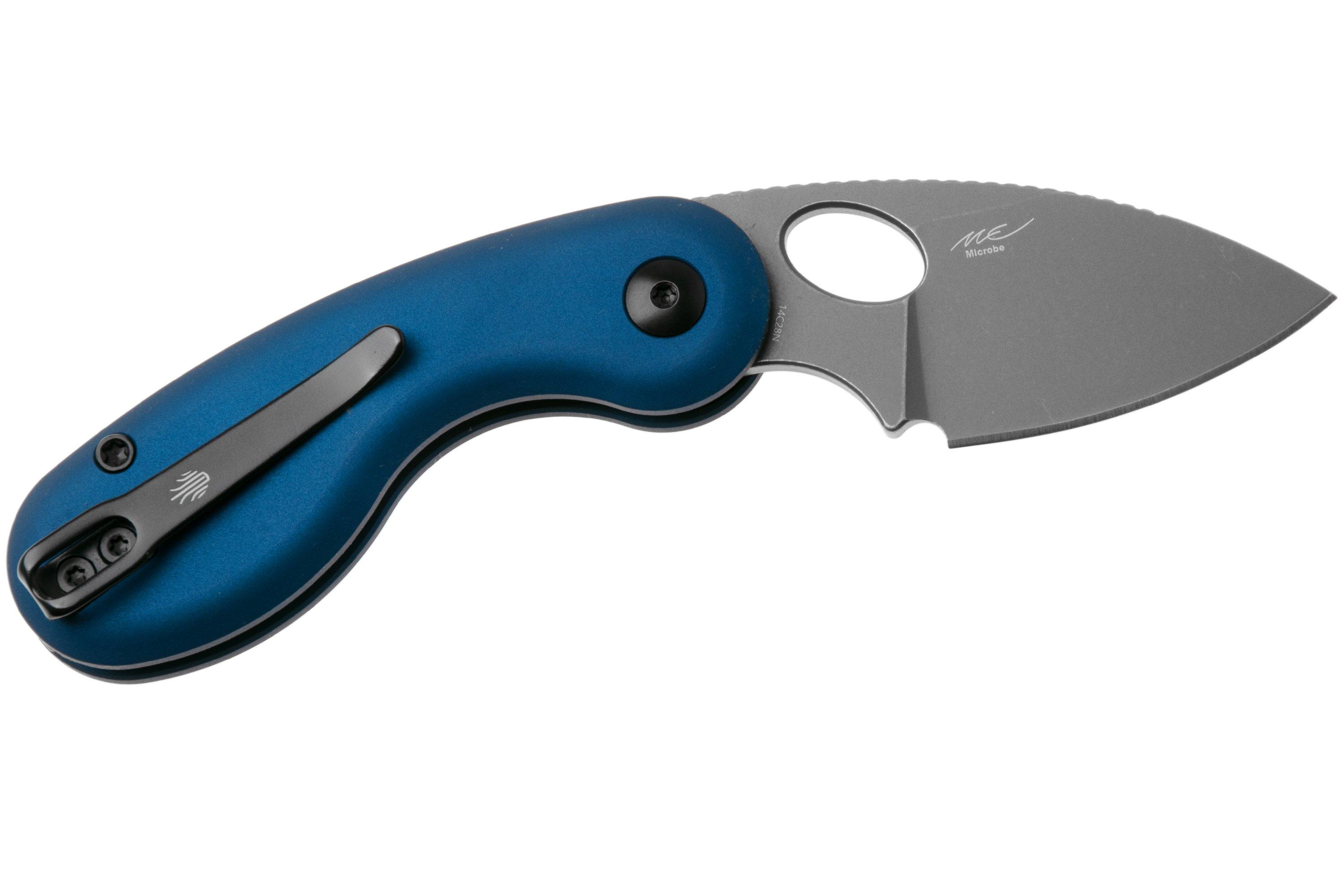 Kizer Microbe V2742A1 Gray Stonewashed, Blue Aluminum, coltello da ...
