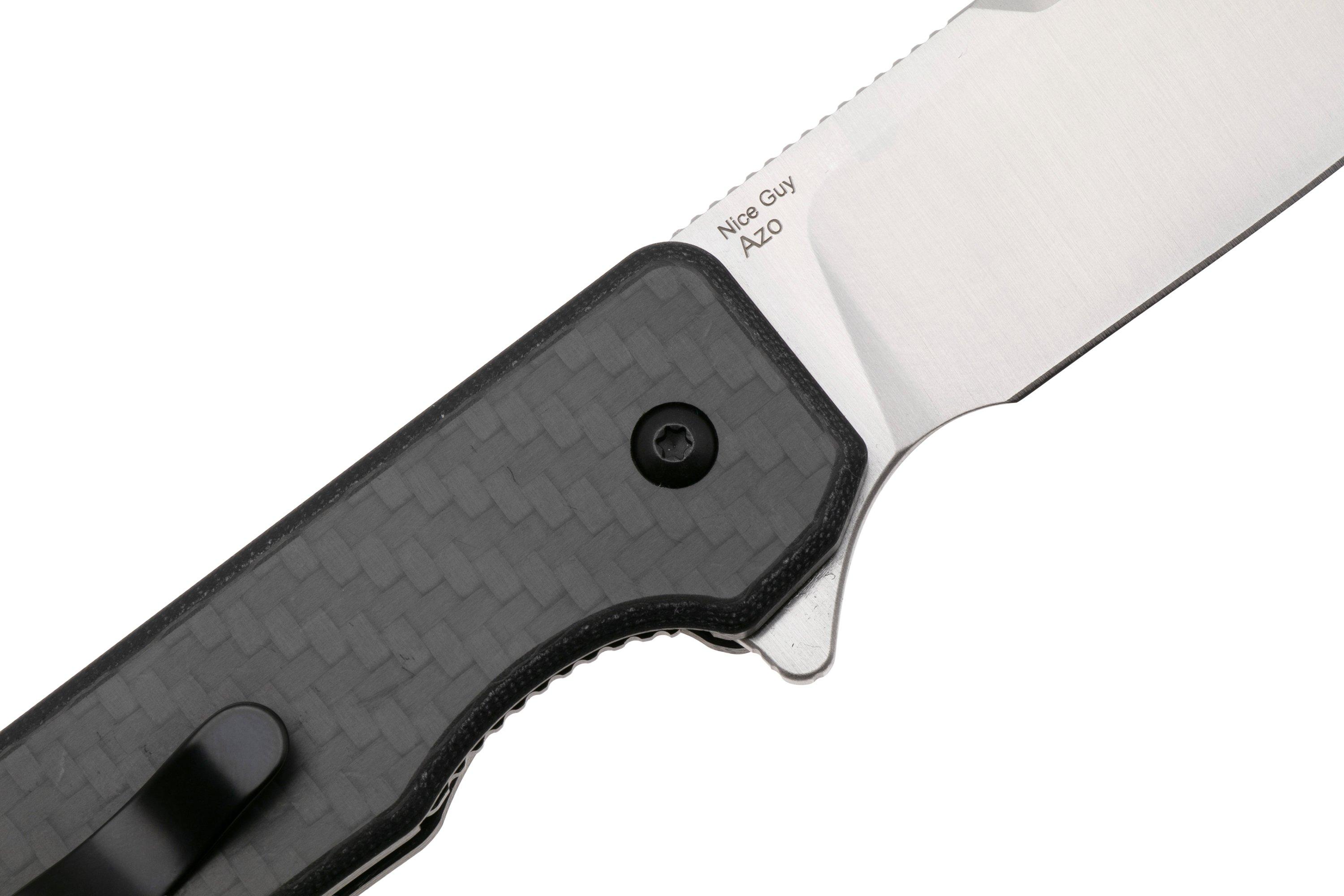 Kizer Vanguard Nice Guy V3011C1 Satin 154CM, Black Carbon, pocket knife, Azo design ...