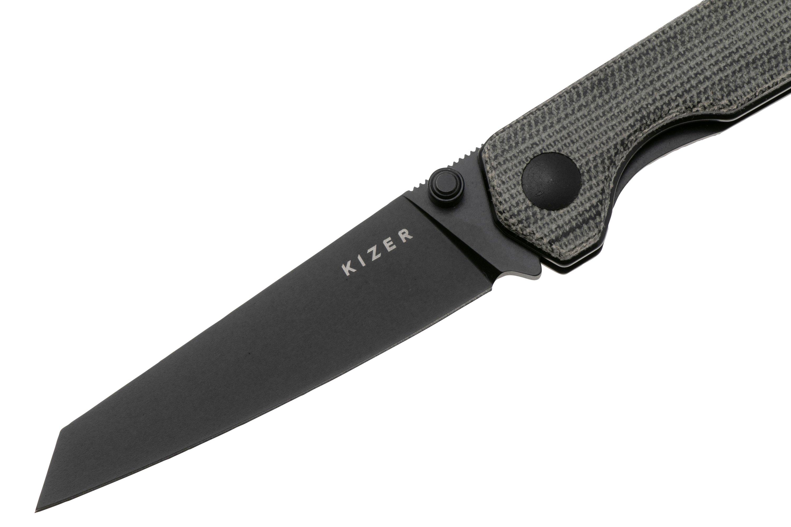 Kizer Begleiter Mini V3458RA1, Black Nitro-V, Chamfered Black Micarta ...
