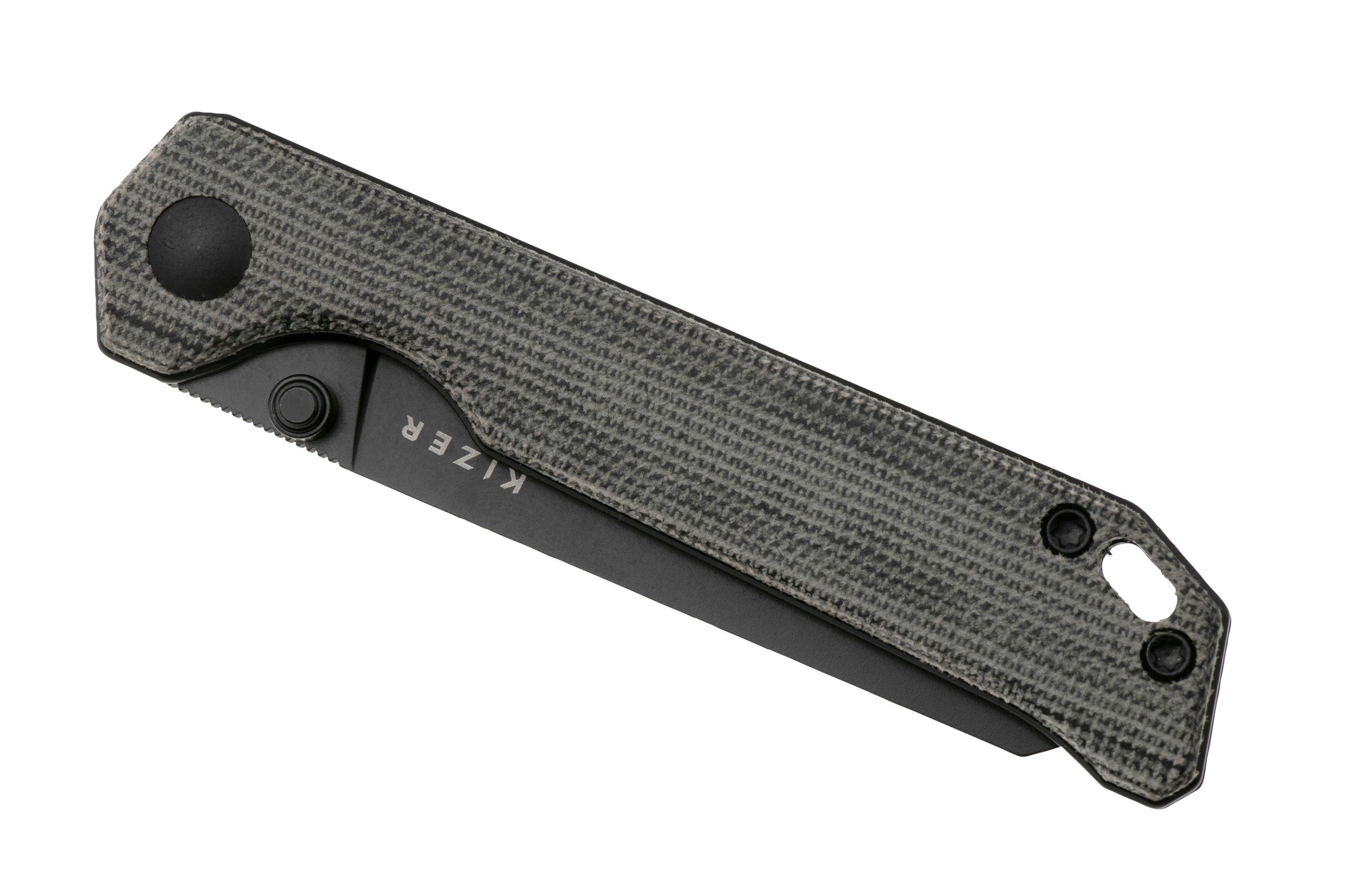 Kizer Begleiter Mini V3458RA1, Black Nitro-V, Chamfered Black Micarta ...