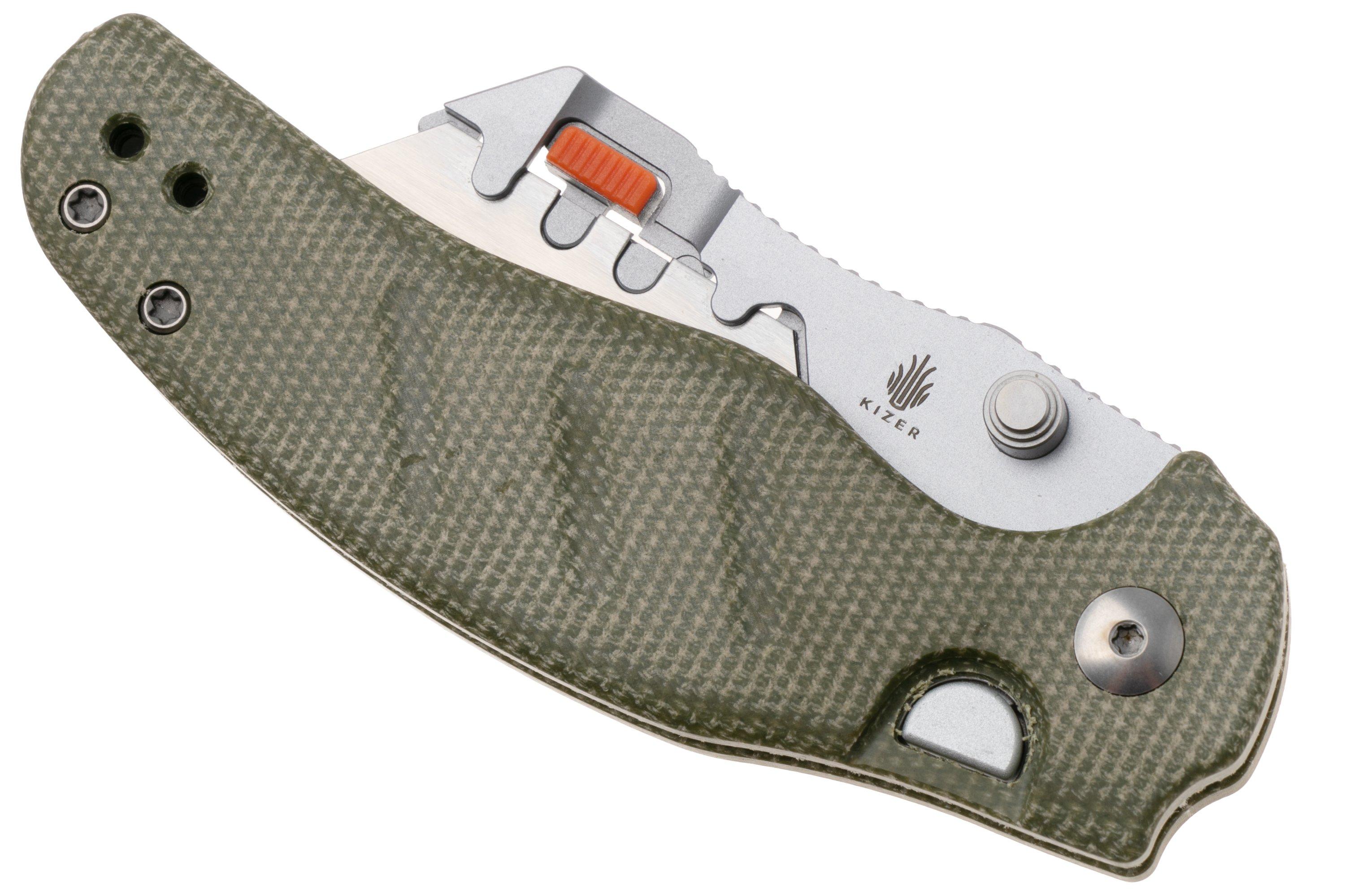 Kizer Vanguard C01C UTI 2 V3488-29JNA1 Green Micarta, coltello da tasca ...