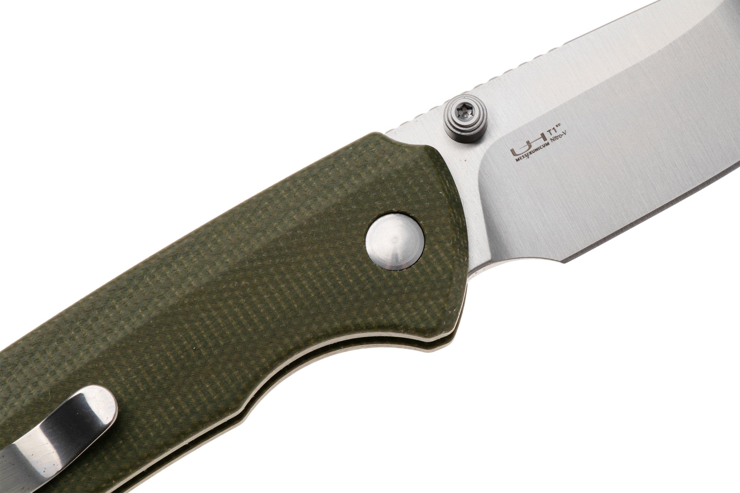 Kizer Vanguard Task 1 BD V3490.2BA1 Satin Nitro-V, OD Green Micarta ...