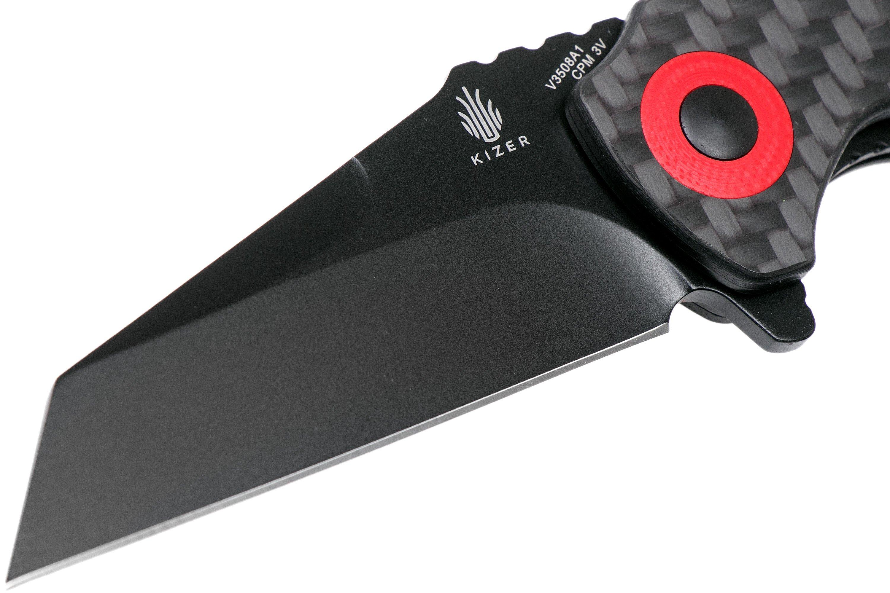 Kizer Vanguard Critical Mini, CPM 3V, Carbon, V3508A1 pocket knife ...