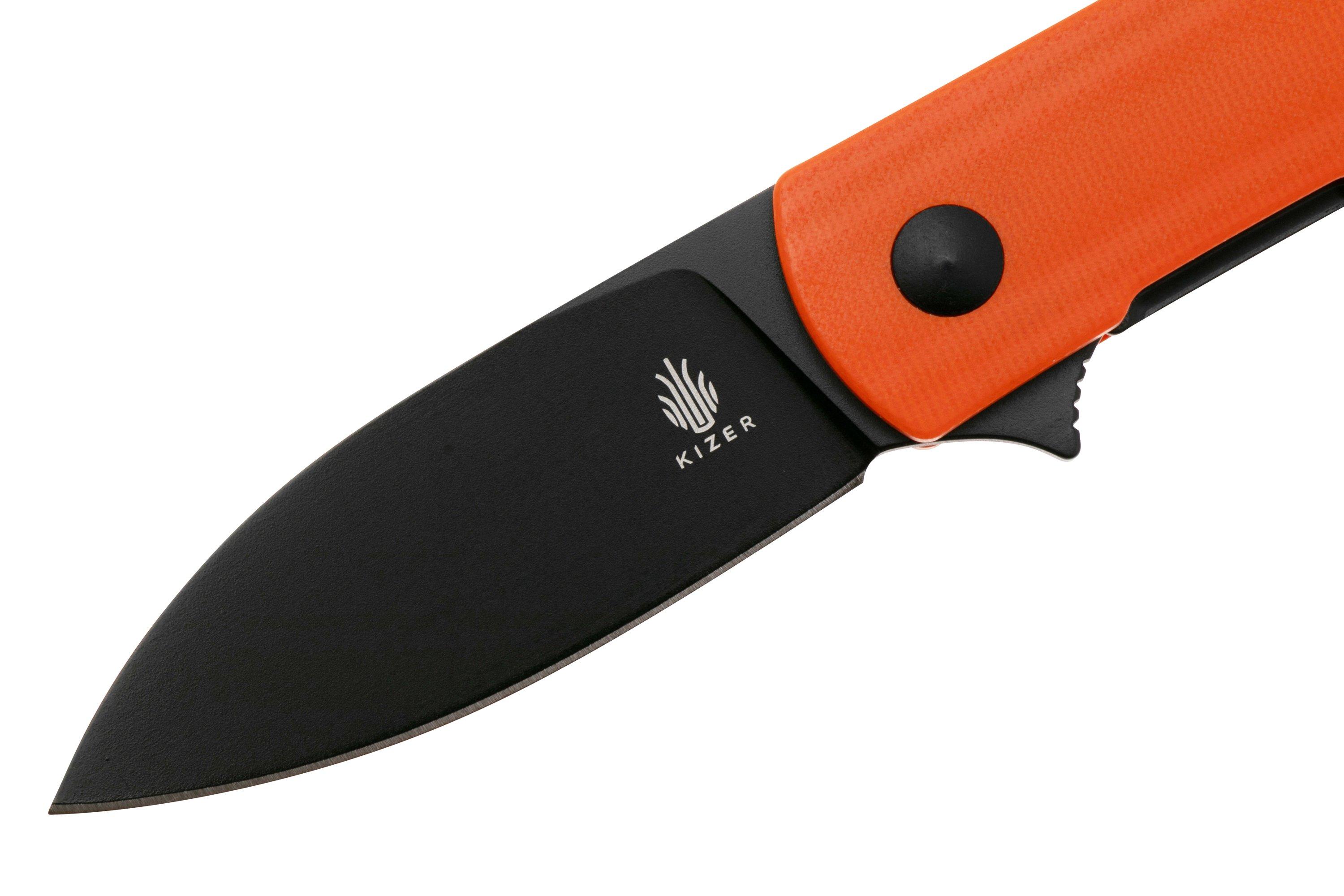 Kizer Vanguard Yorkie V3525A2 Liner Lock, Black Nitro V, Orange G10 ...