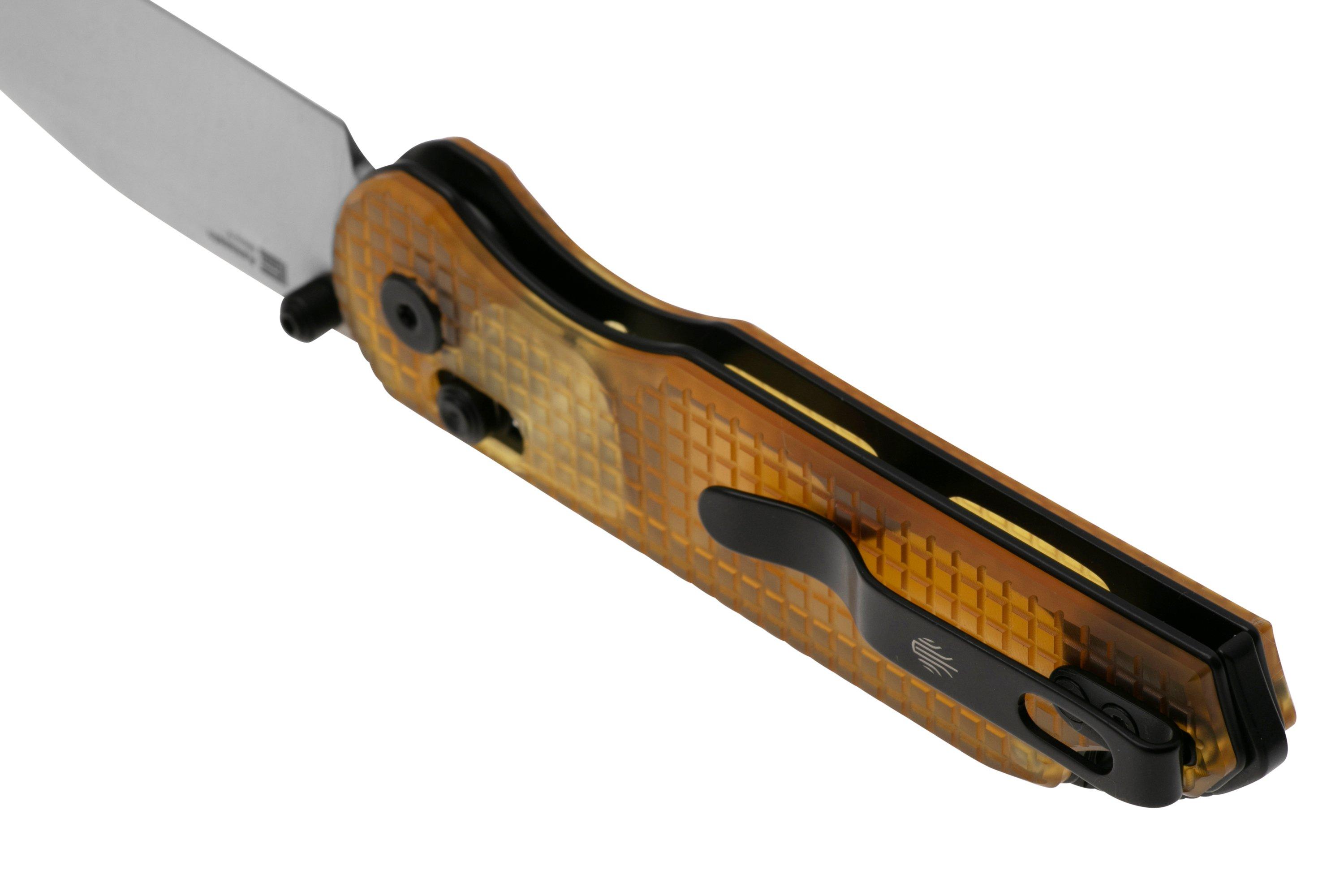 Kizer Vanguard Assassin V3549A1 Satin Nitro-V, Yellow Ultem, pocket ...