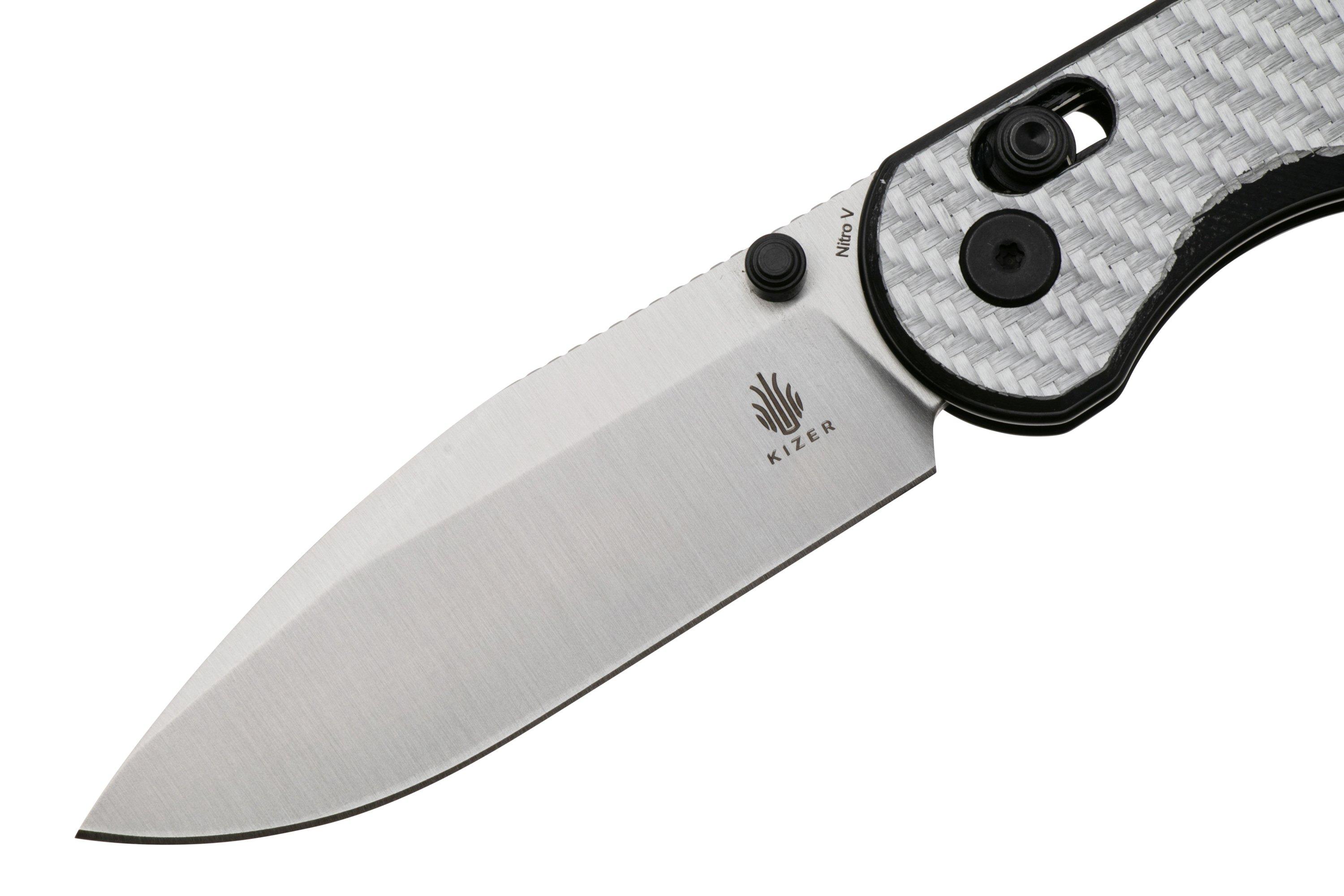 Kizer Vanguard Assassin V3549A3 Satin Nitro V, G10 Silver and Black ...