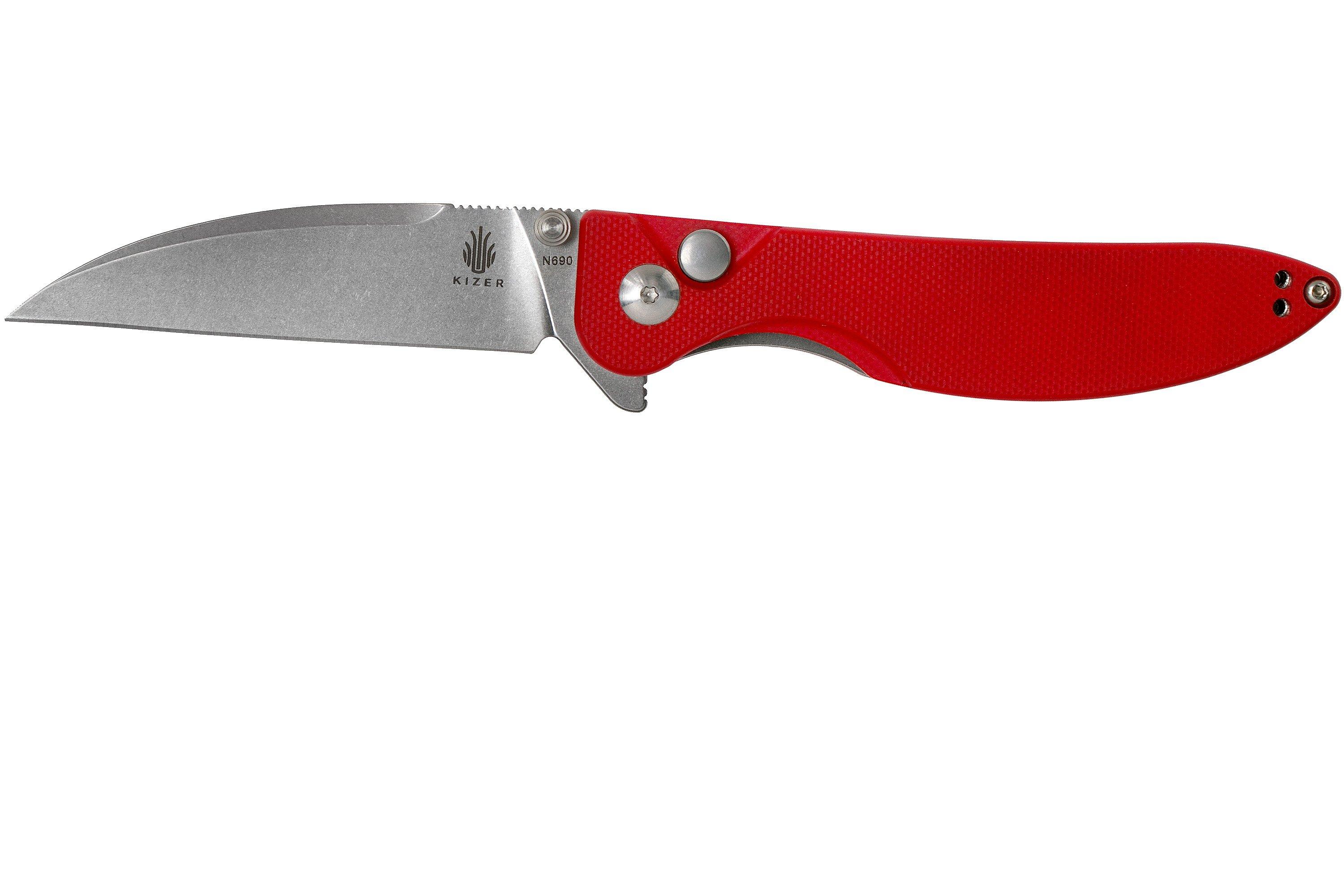 Kizer Vanguard Swaggs Swayback V3566N3 Red G10 pocket knife ...