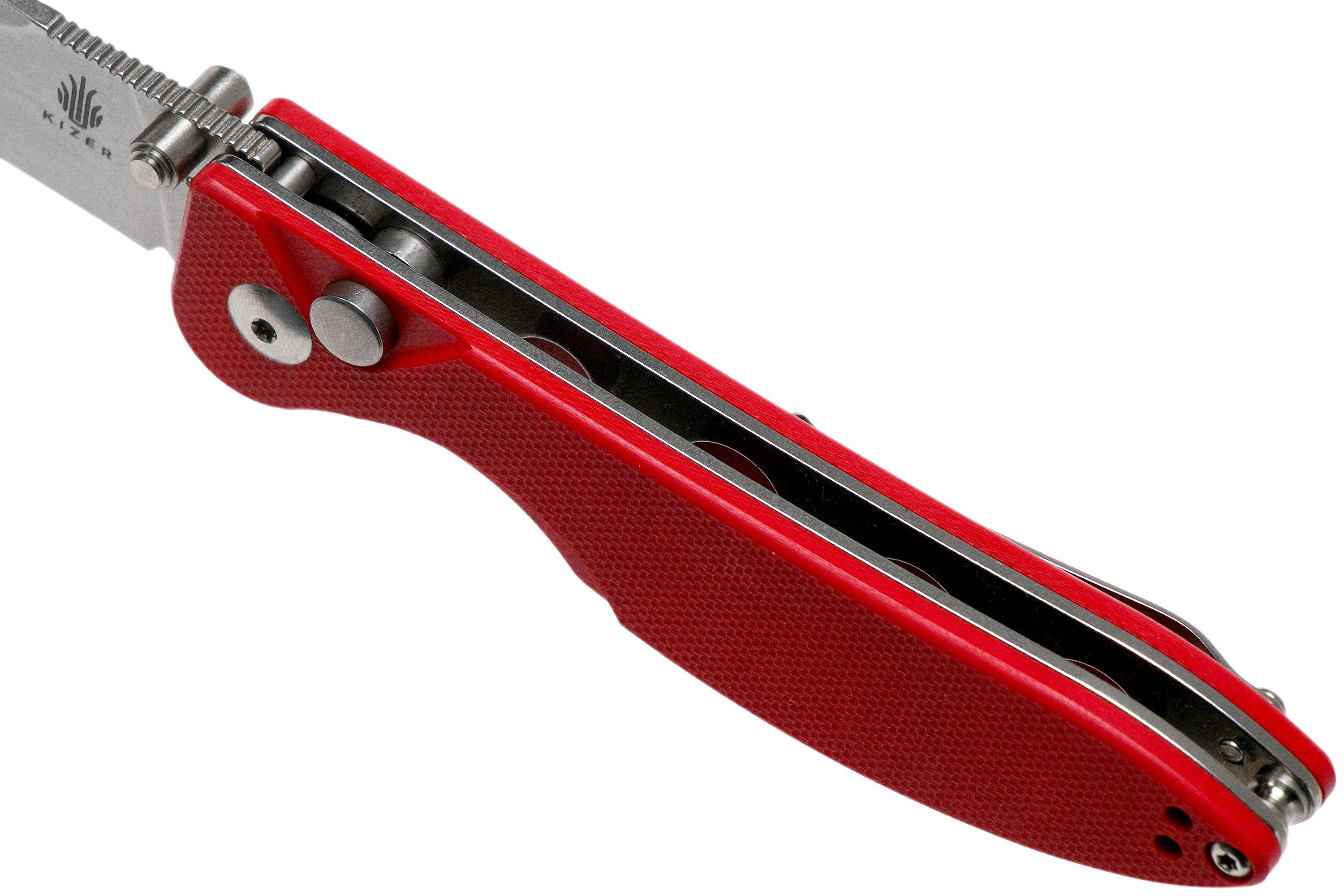 Kizer Vanguard Swaggs Swayback V3566N3 Red G10 pocket knife ...