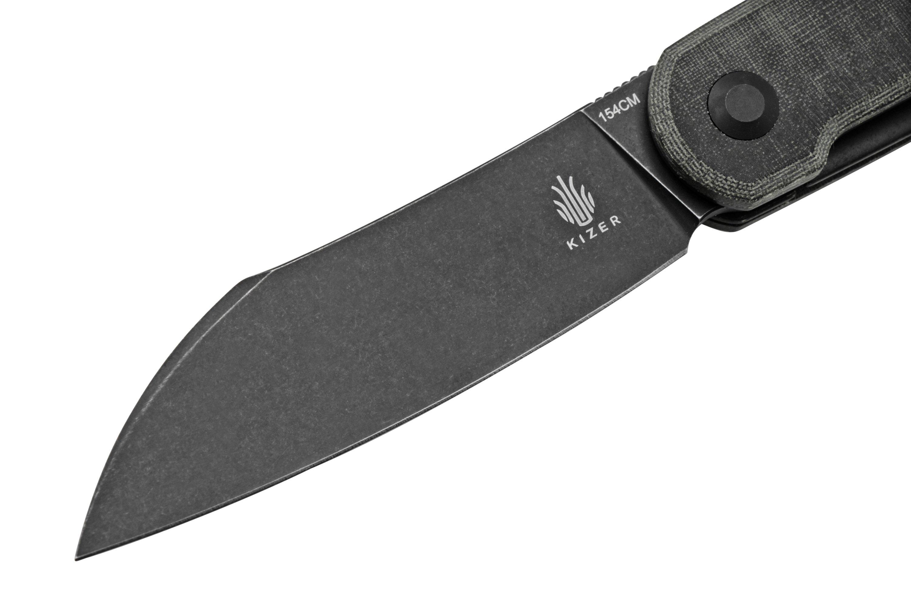 Kizer Klipper V3580C2, 154CM, Black Canvas Micarta, pocket knife ...