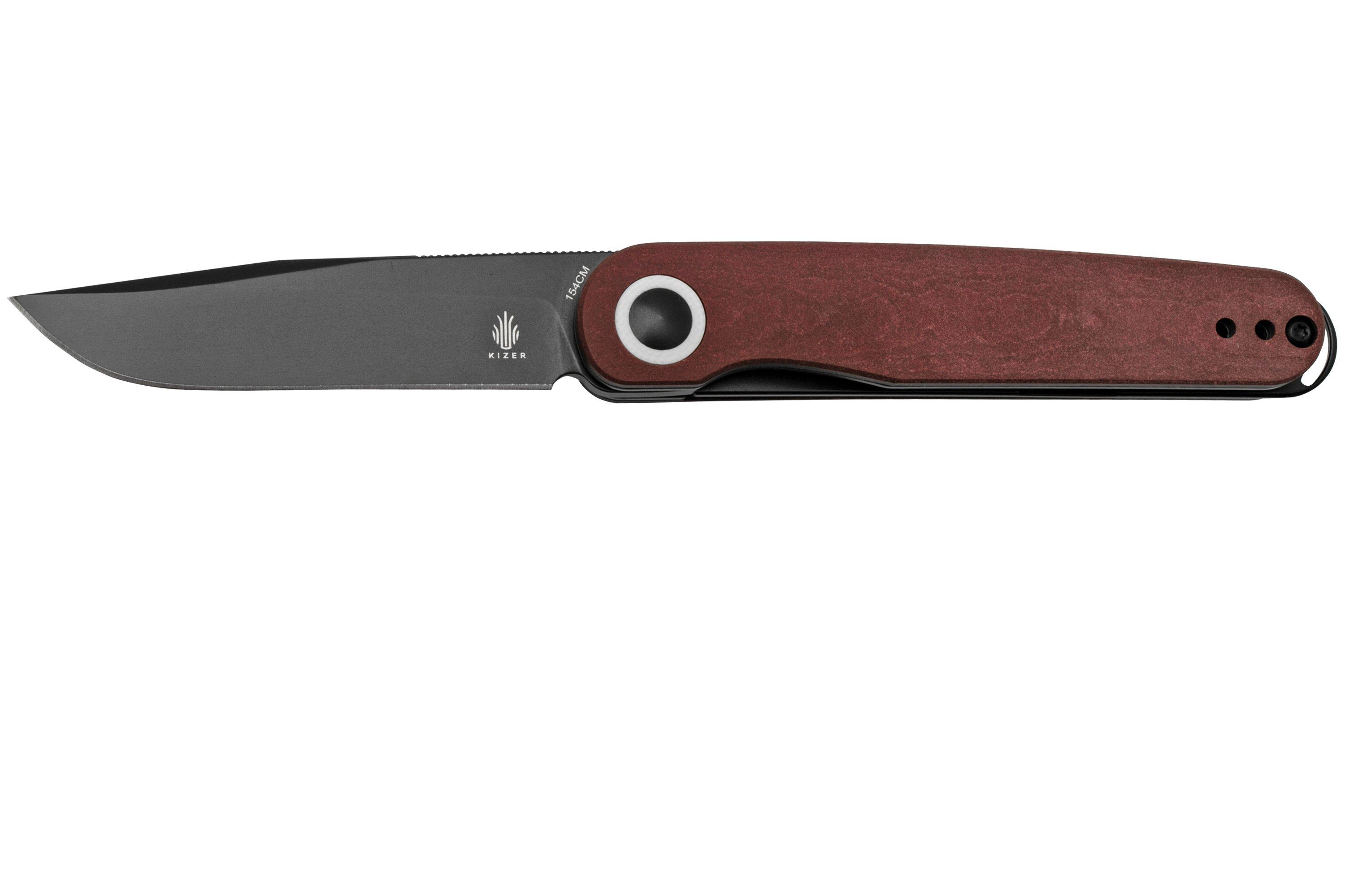 Kizer Squidward V3604C3, 154CM, Redstone Richlite, pocket knife, Azo ...