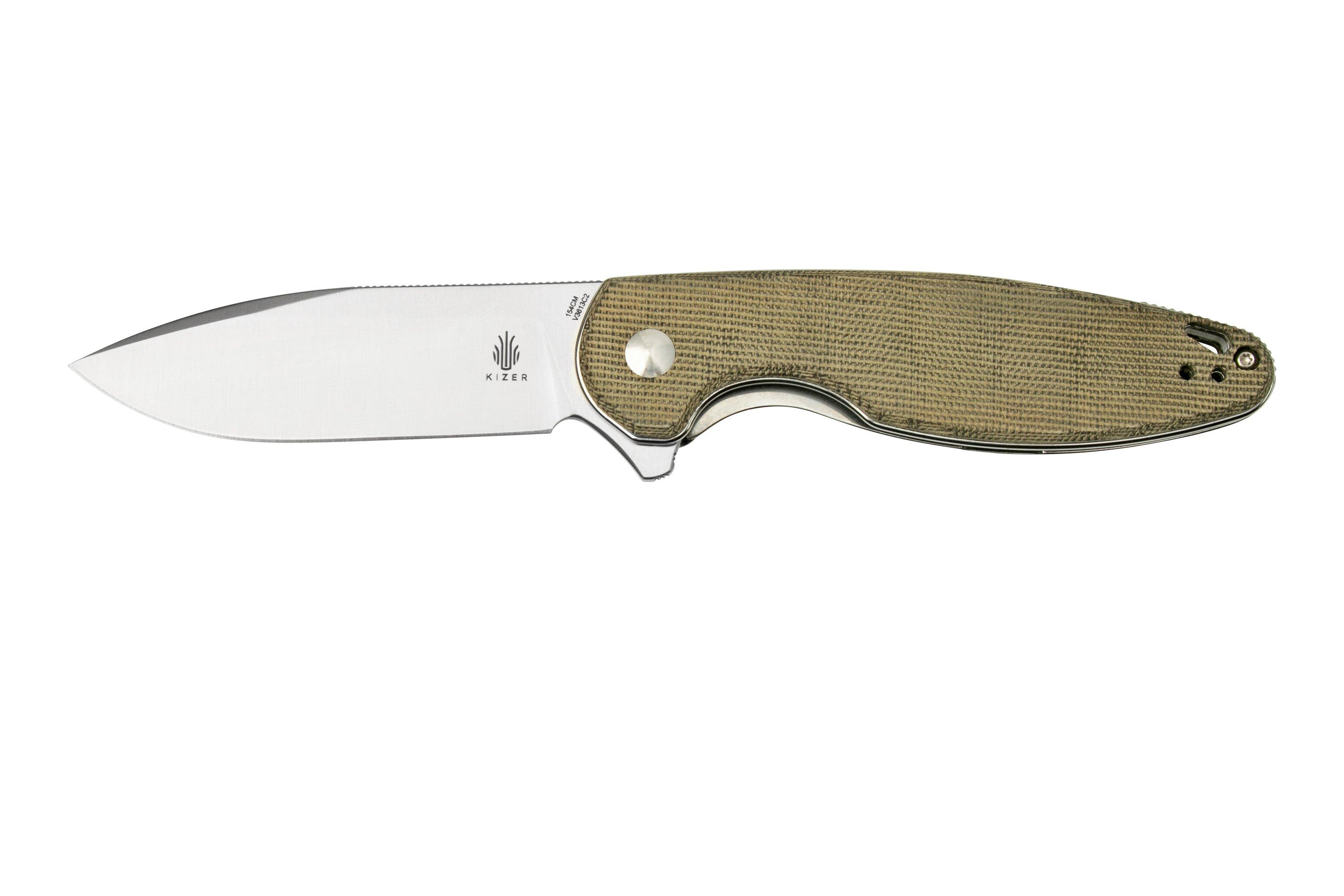 Kizer Cozy V3613C2 Green Micarta, pocket knife | Advantageously ...