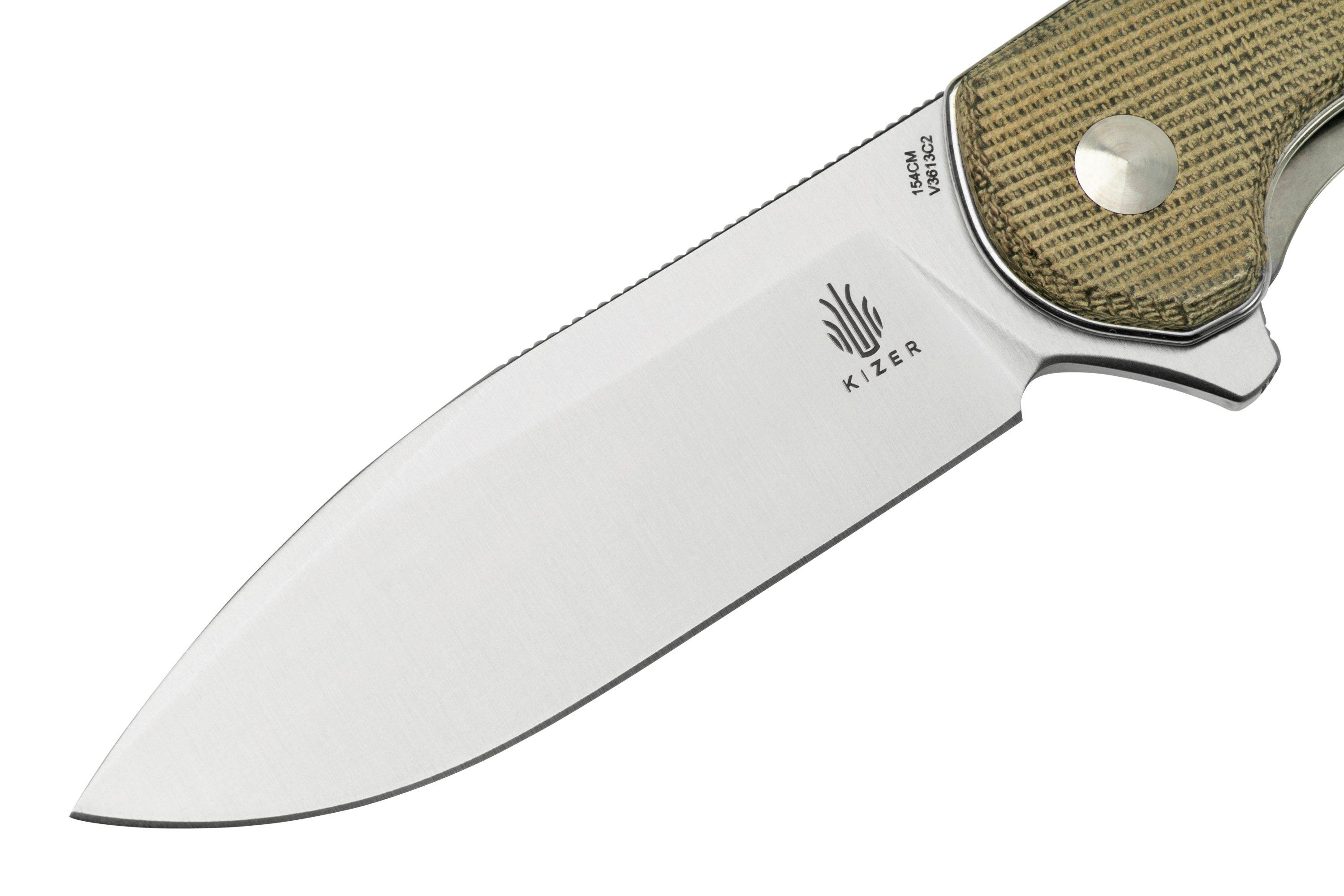 Kizer Cozy V3613C2 Green Micarta, pocket knife | Advantageously ...