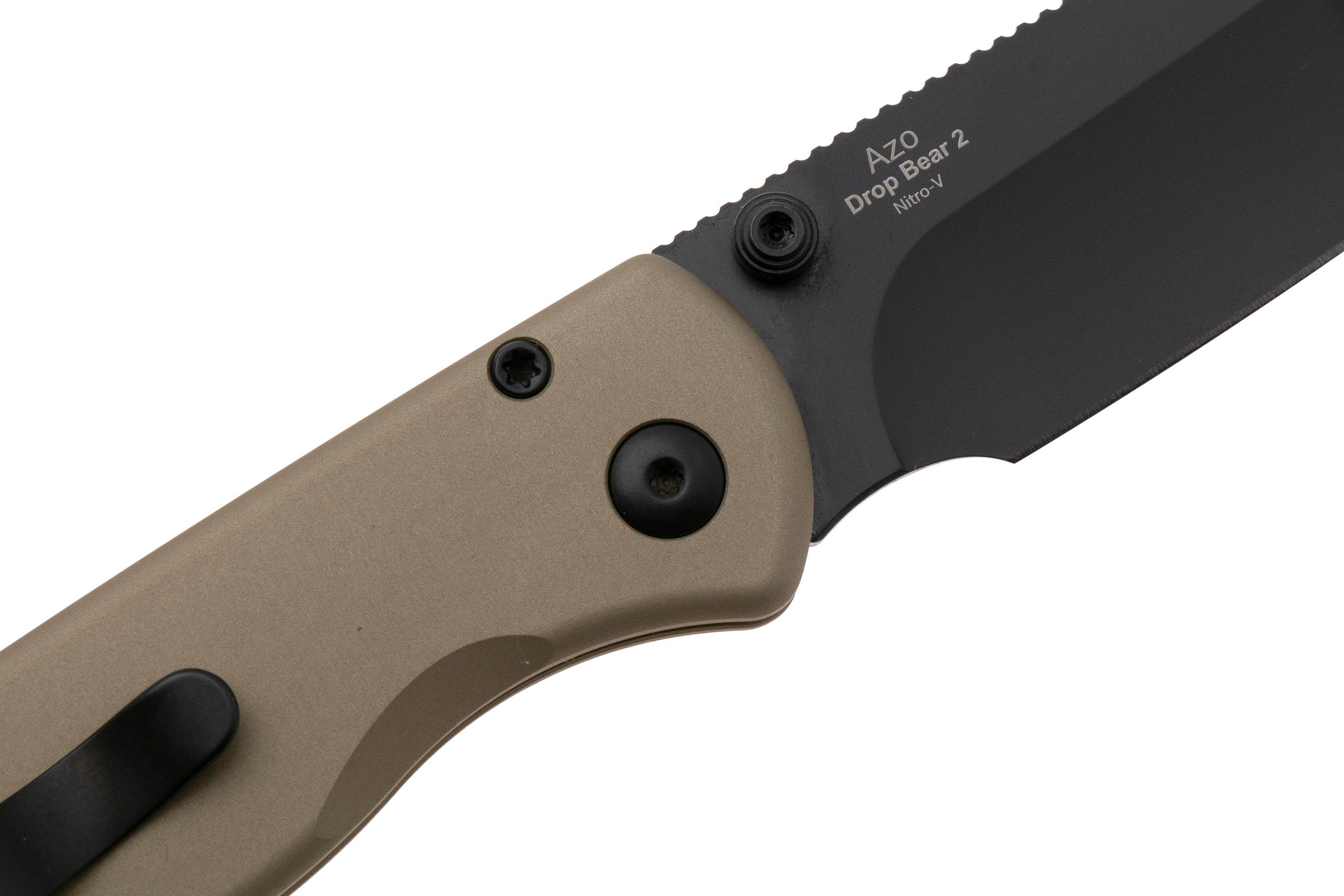 Kizer Vanguard Drop Bear 2, V3619-2CD1 Black DLC Nitro-V, Tan Aluminum, coltello da tasca, Azo ...