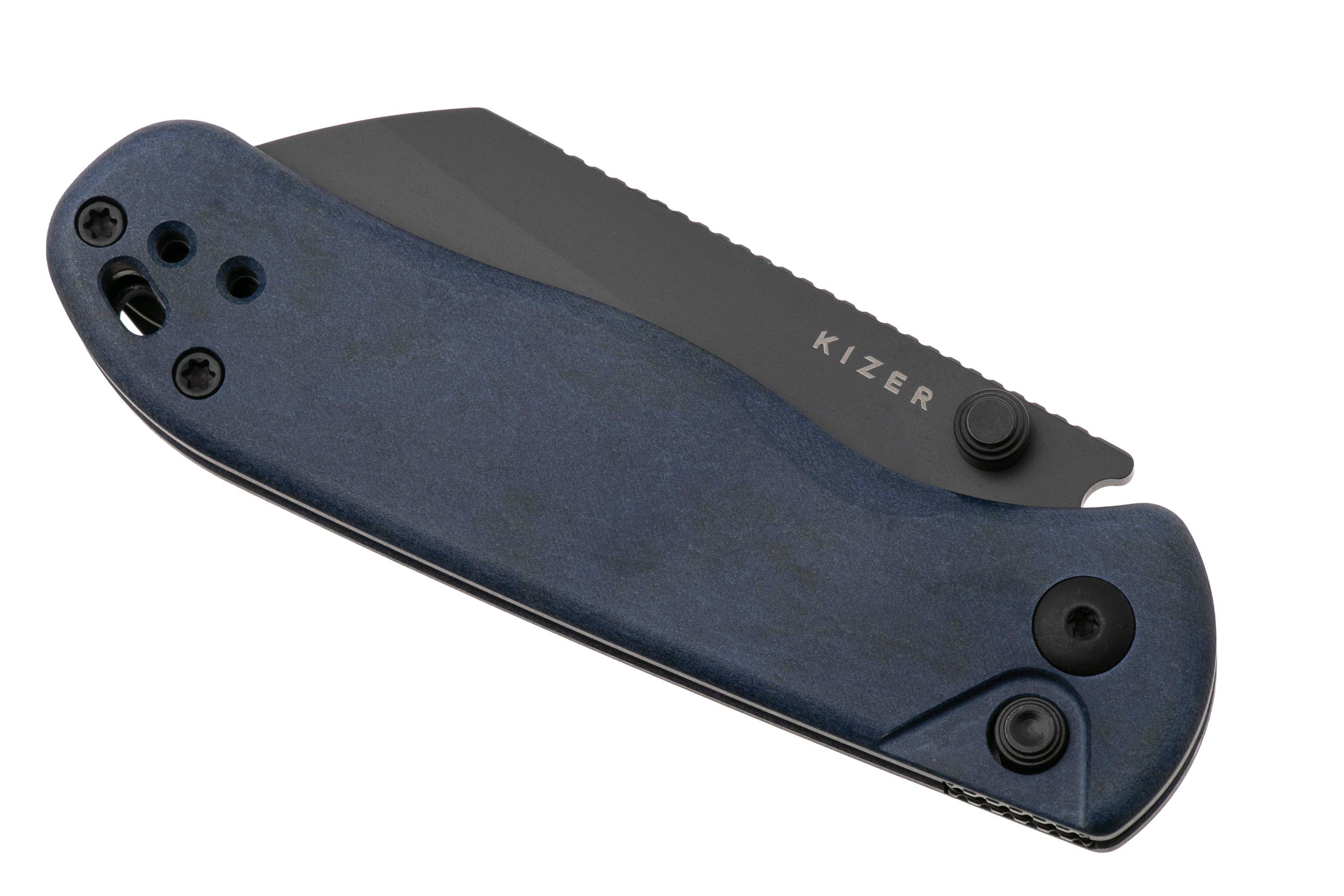 Kizer Vanguard Drop Bear 2, V3619-2CS1 Black DLC Nitro-V, Blue Canyon Richlite, Taschenmesser ...