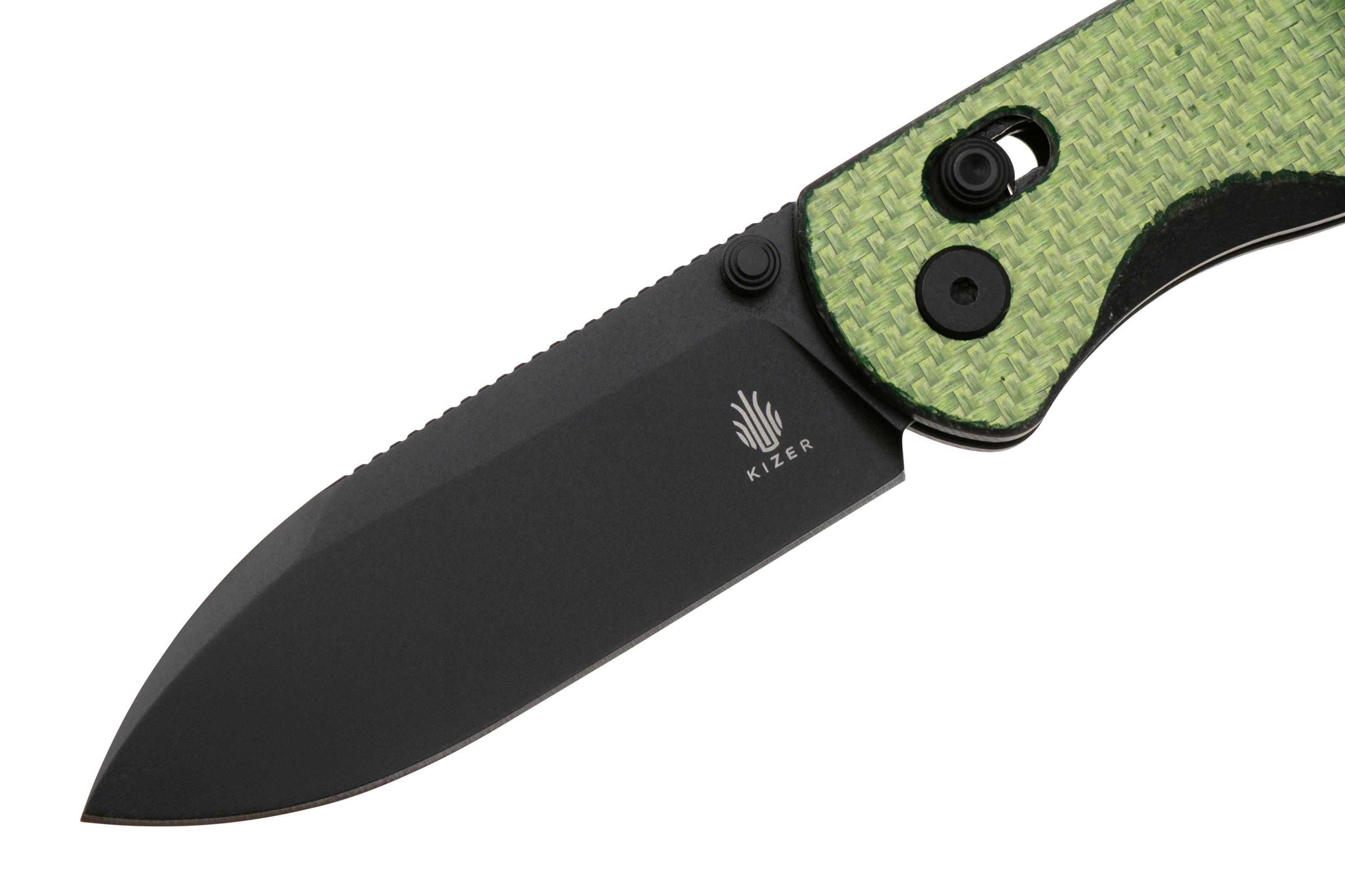 Kizer Vanguard Drop Bear V3619A4 Black Nitro V, G10 Green Carbon Fiber ...