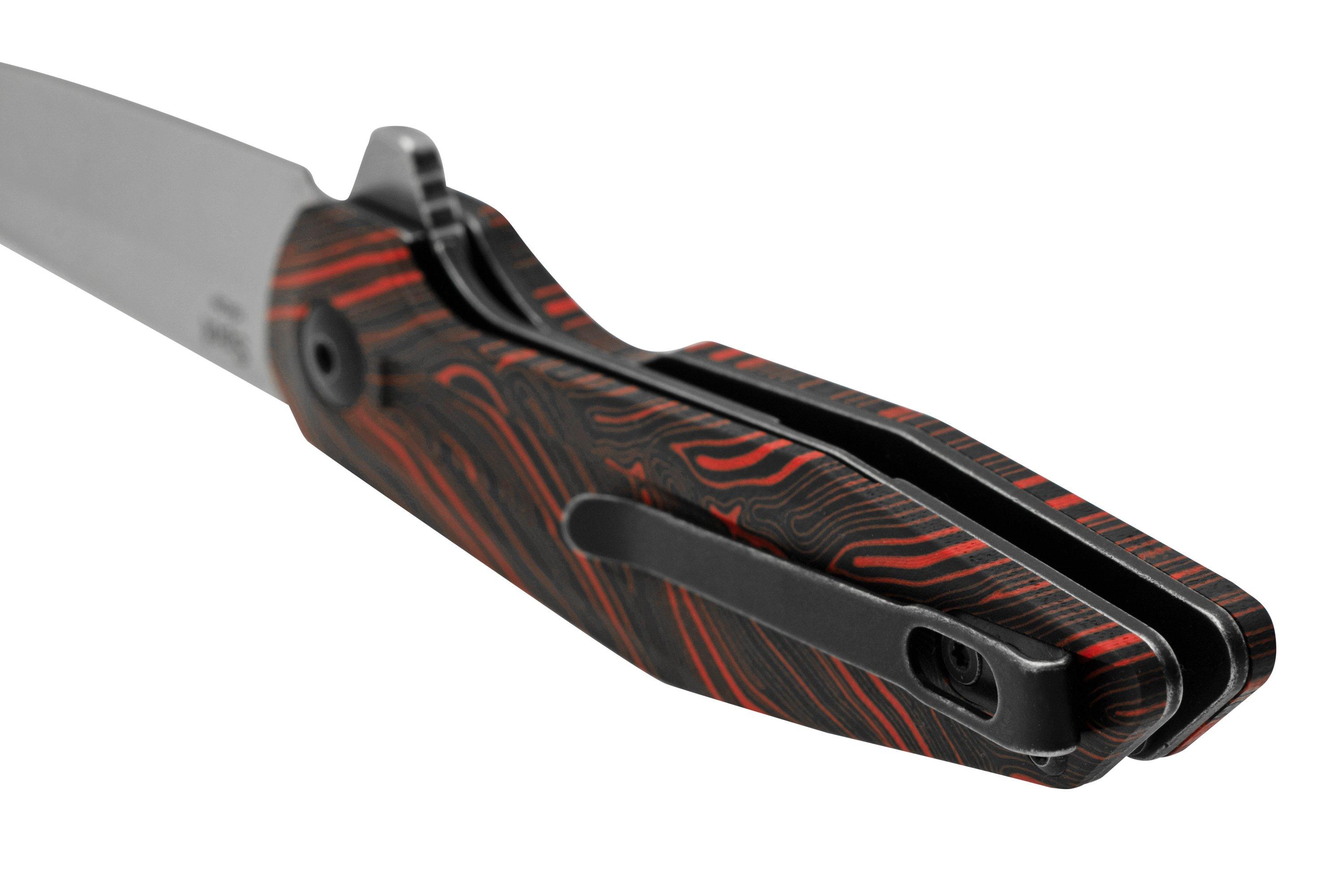 Kizer Spot V3620C1, 154CM Red Black Damascus G10, pocket knife ...