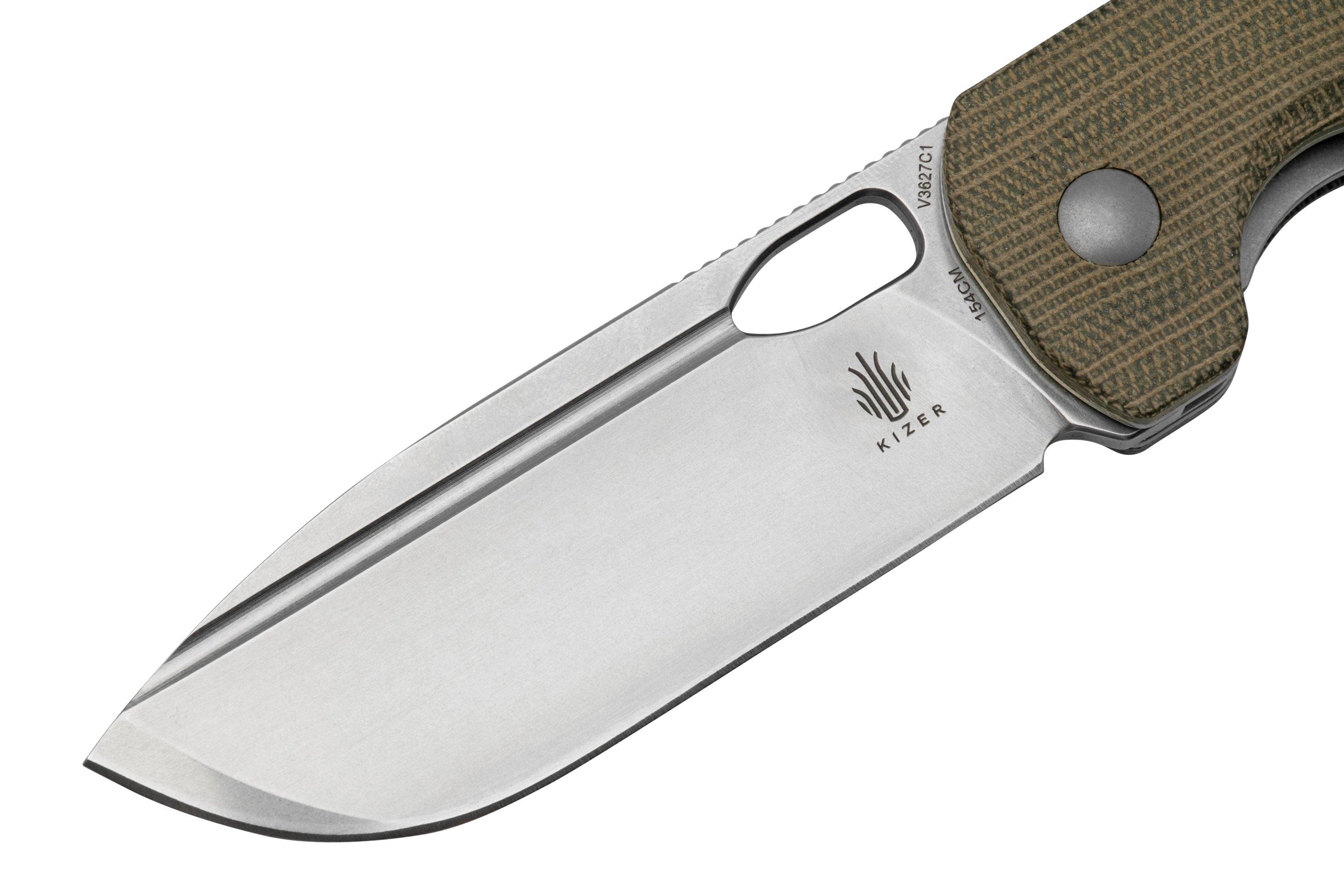 Kizer Bugai V3627C1 Green Micarta, Stonewash, pocket knife, D.Antimonov ...
