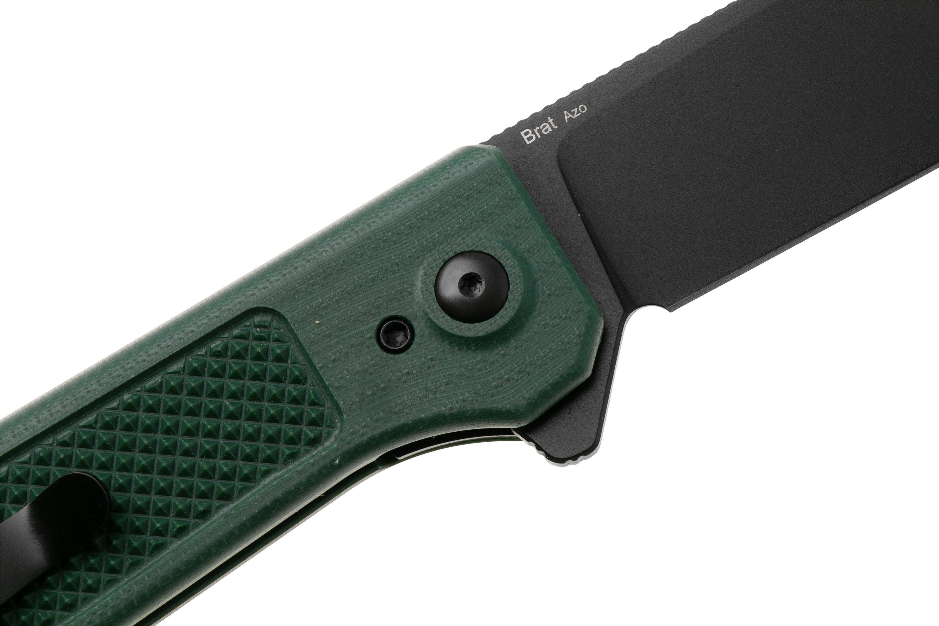 Kizer Brat V3630C2, Black 154CM, Green G10 pocket knife, Azo design ...