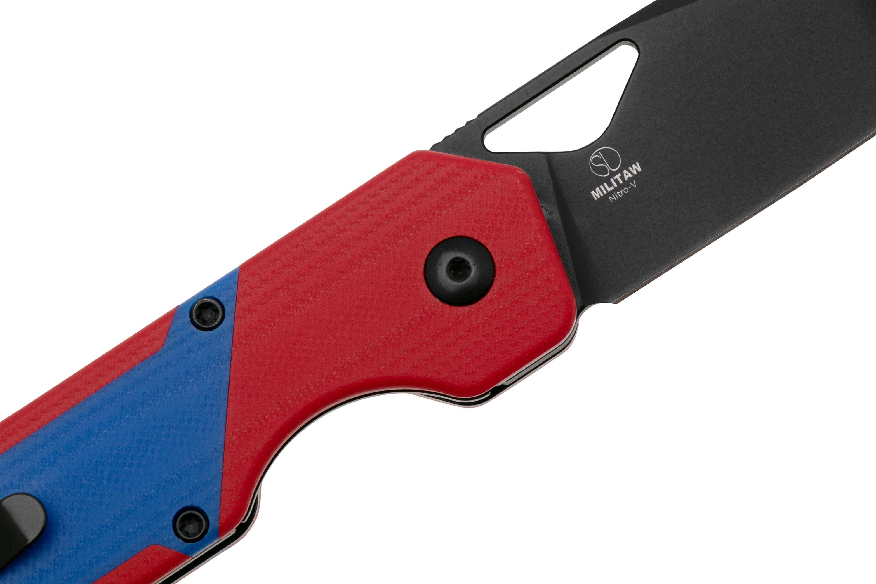 Kizer Vanguard Militaw V3634A2 Liner Lock, Black Nitro-V, Red G10, Blue ...