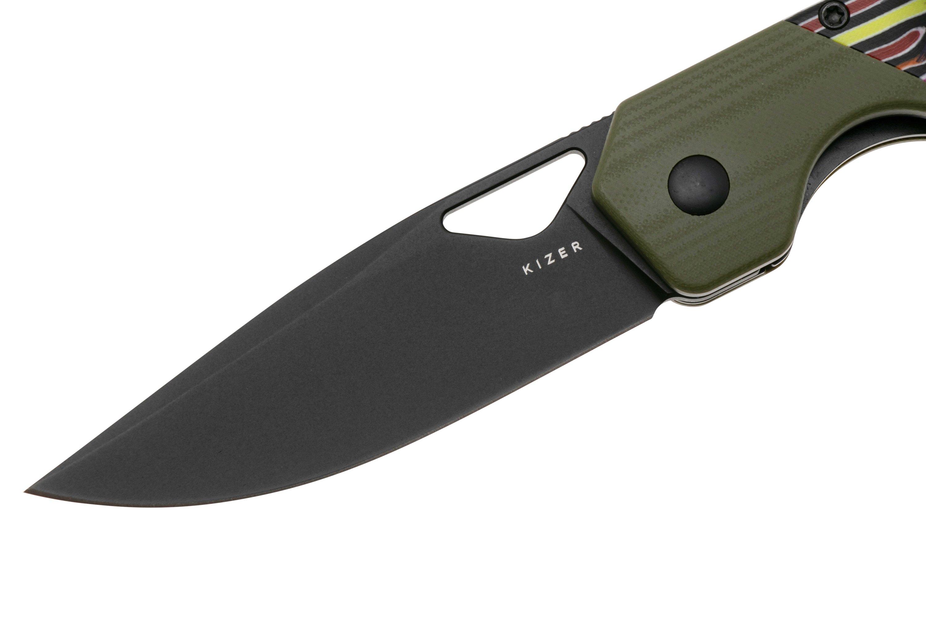 Kizer Vanguard Militaw V3634A3 Liner Lock, Satin Nitro-V, Green G10 ...