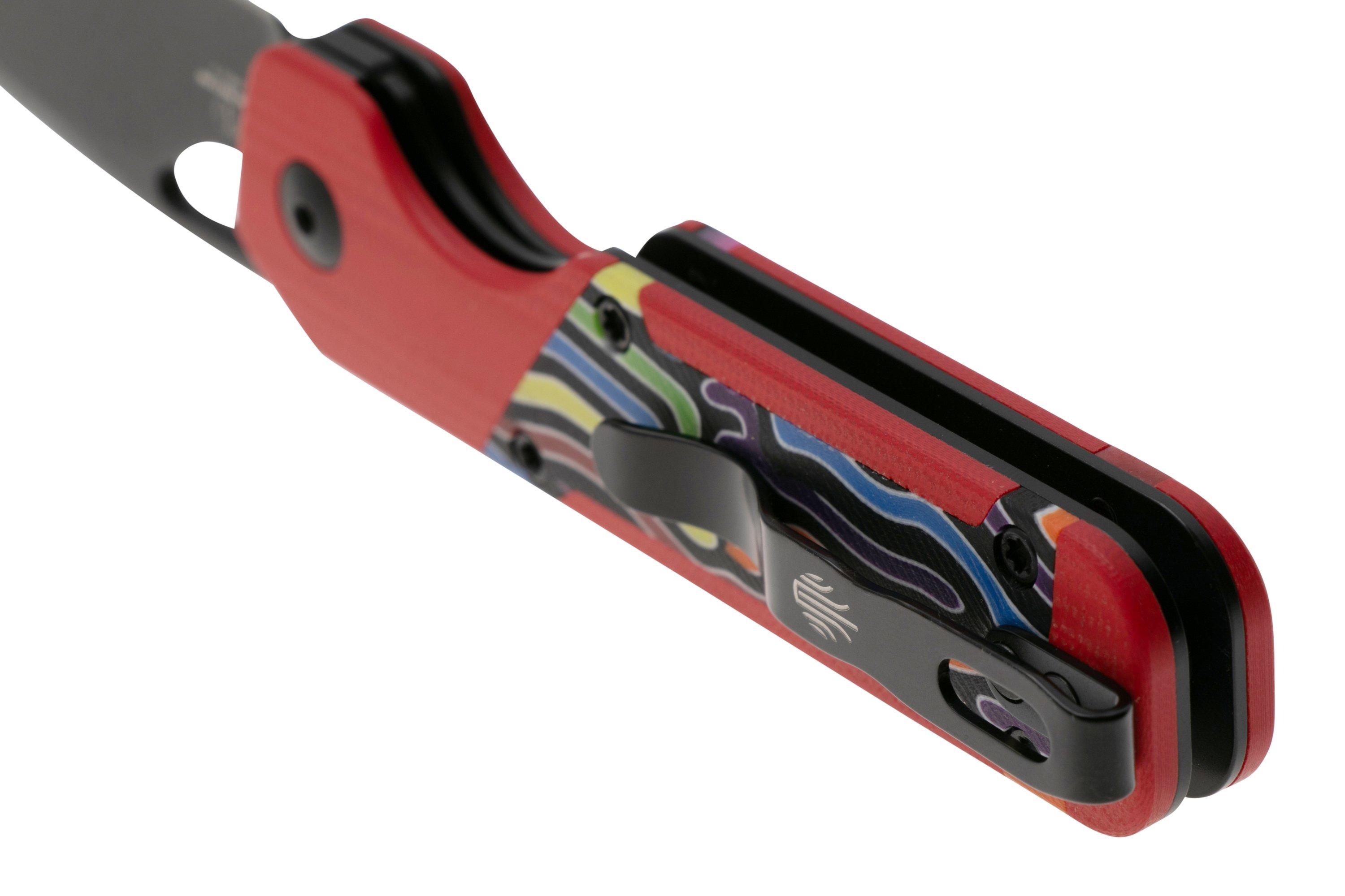 Kizer Vanguard Mini Militaw V3634SA2 Liner Lock, Black Nitro-V, Red G10 ...