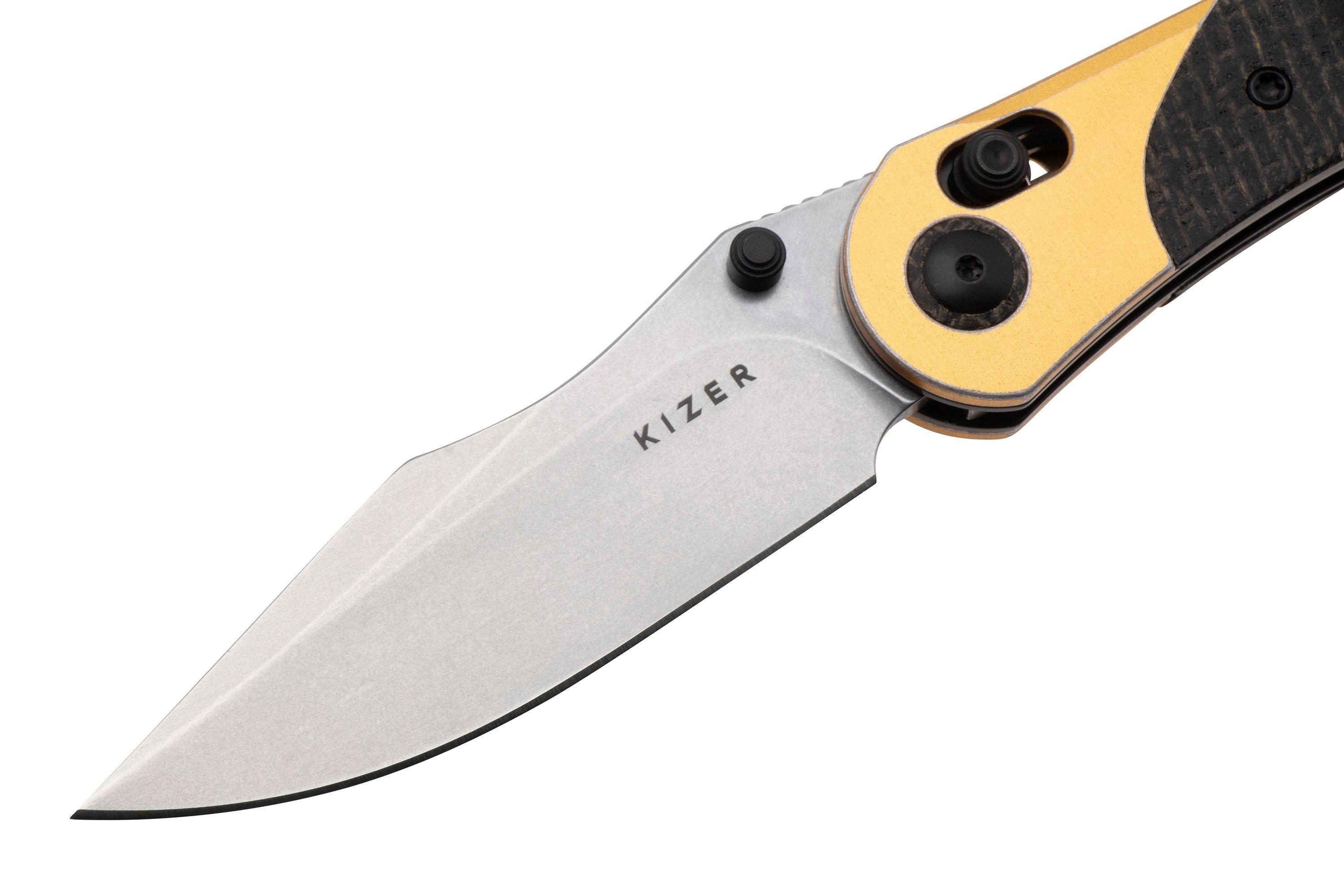 Kizer Vanguard Mini Mystic V3636A2 Satin Nitro-V, Burlap Micarta ...