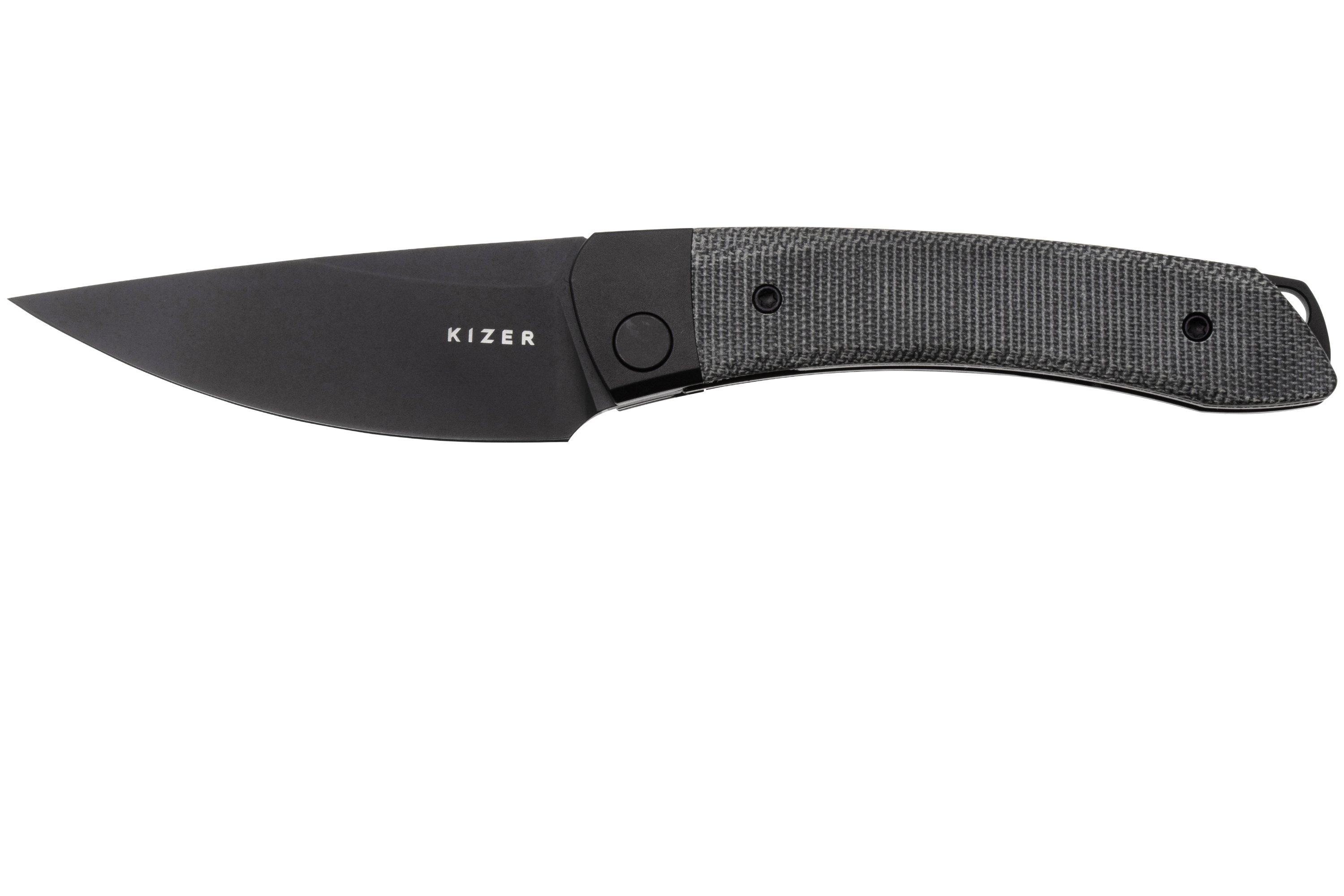 Kizer Vanguard Mini Momo V3663C2 Black 154CM, Black Micarta, pocket ...