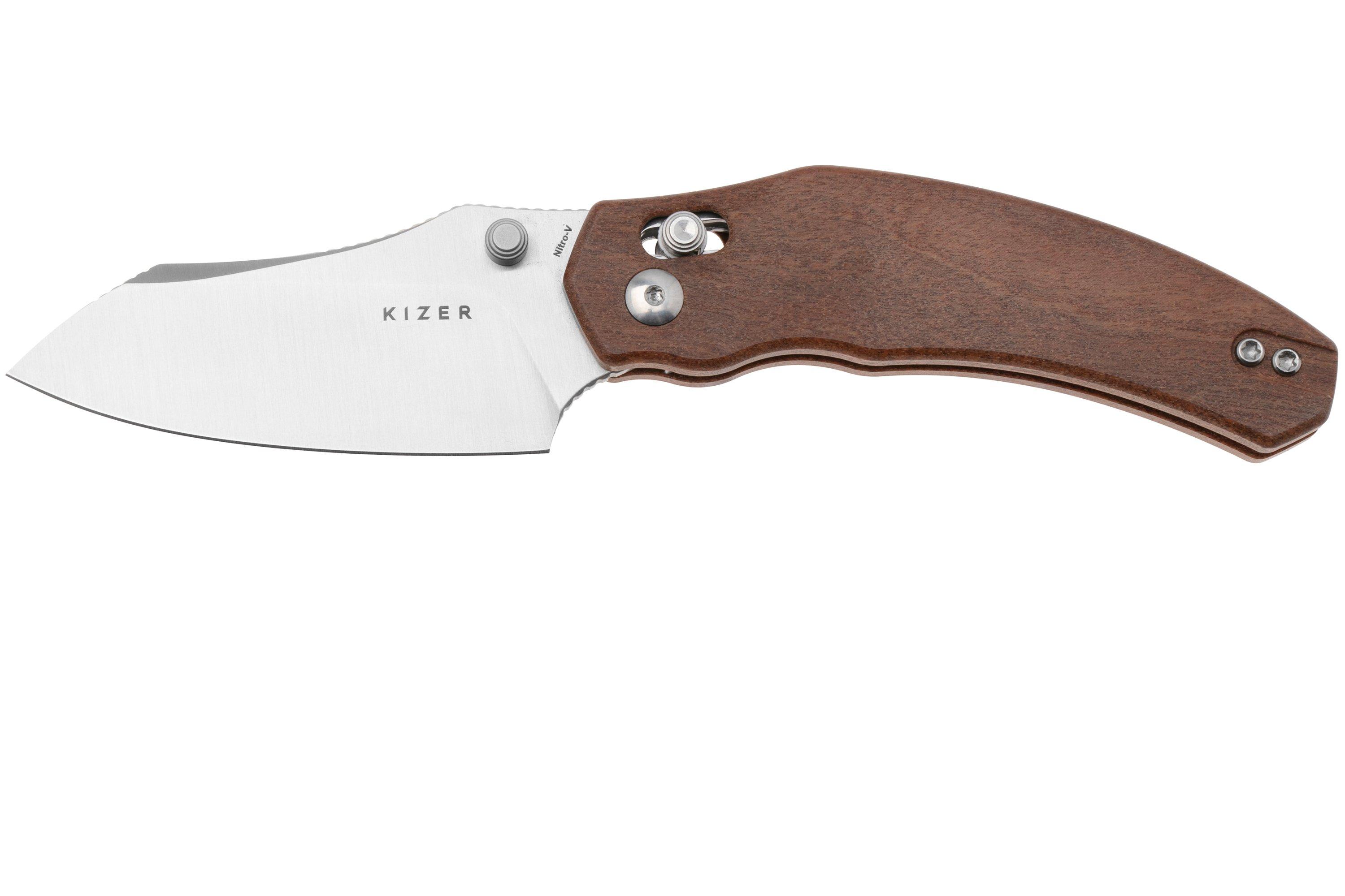 Kizer Vanguard Bulldog V3672A2, Satin Nitro-V, Mkuruti Wood, zakmes, O ...