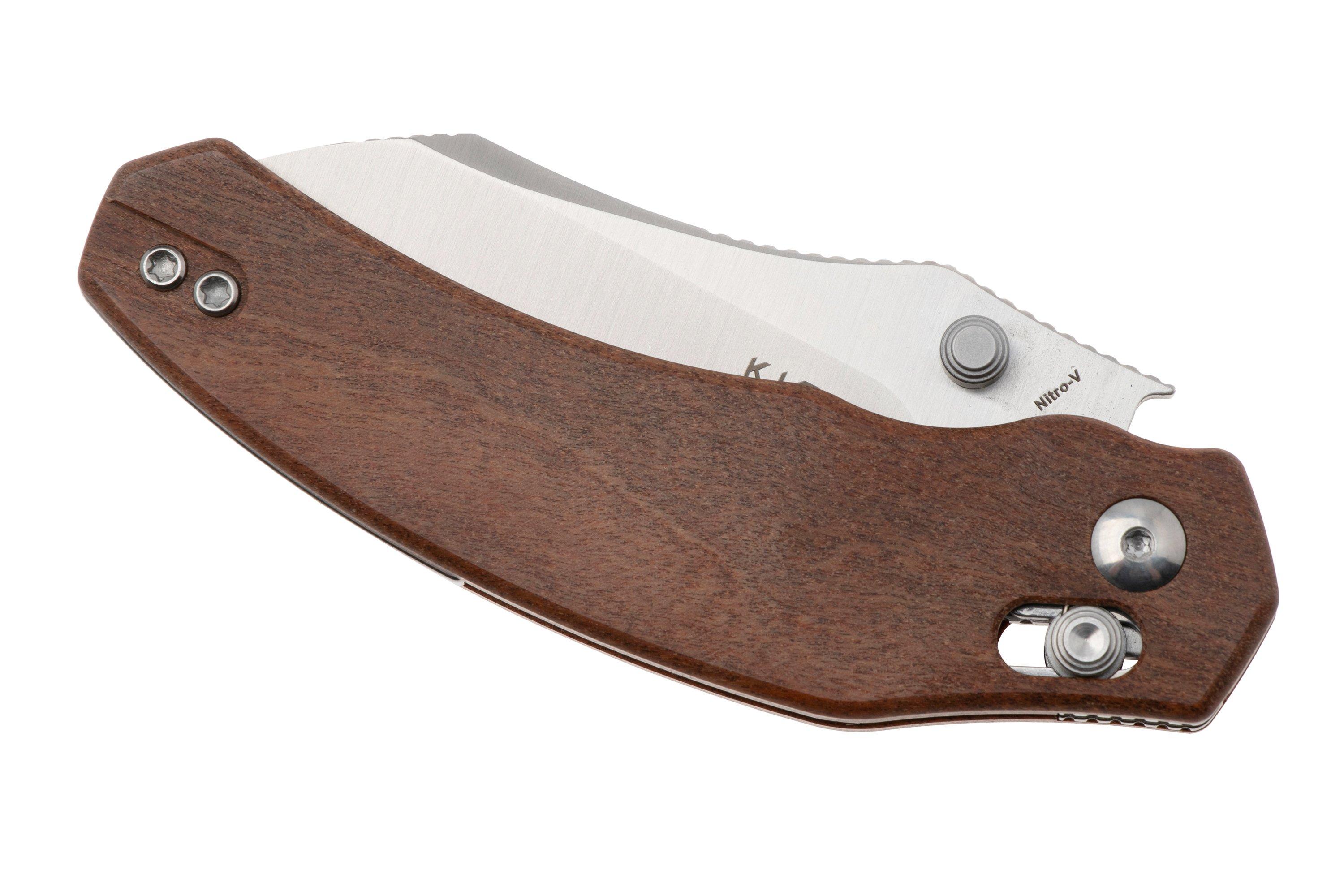 Kizer Vanguard Bulldog V3672A2, Satin Nitro-V, Mkuruti Wood, zakmes, O ...