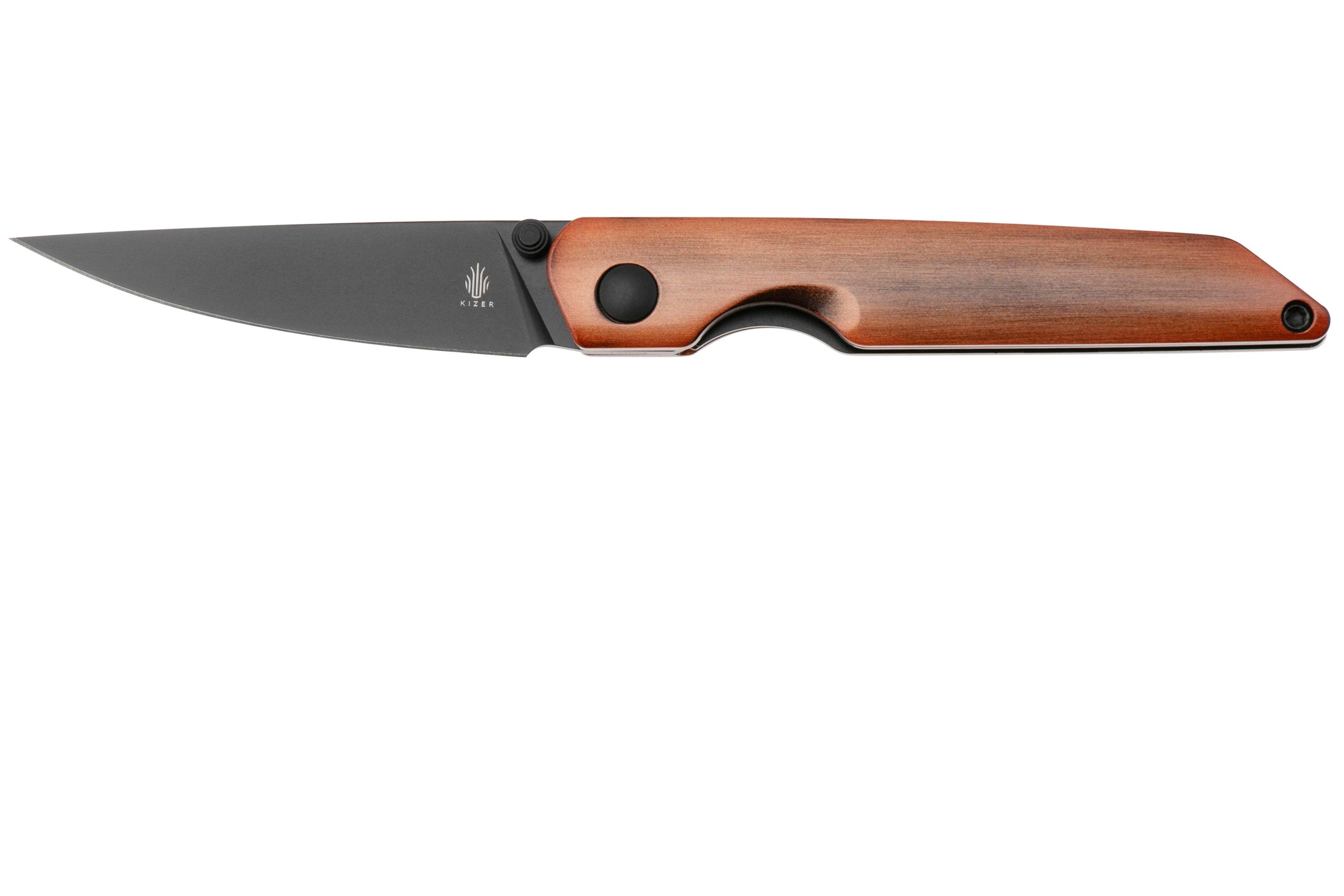 Kizer Shot V3677C1, Black 154CM, Copper Aluminium pocket knife, Evgeniy ...