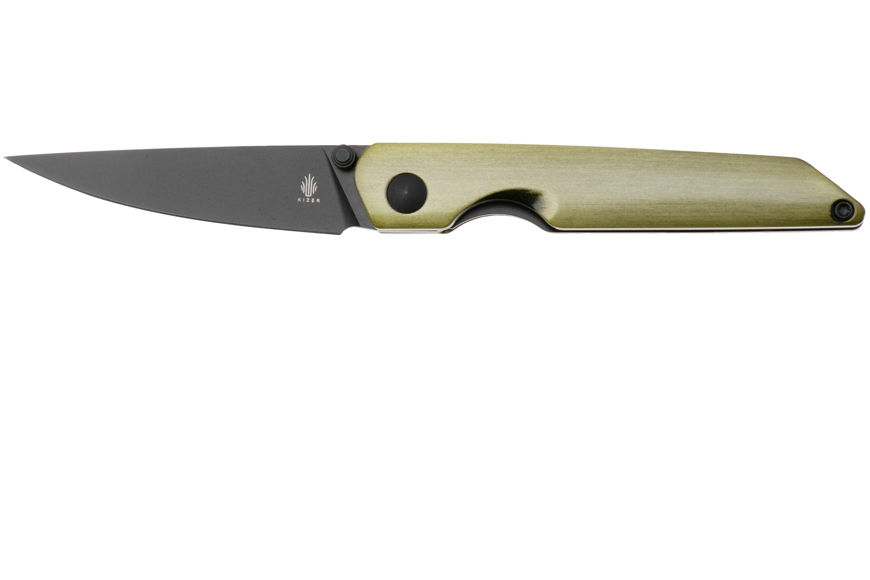 Kizer Shot V3677C2, Black 154CM, Bronze Aluminium pocket knife, Evgeniy ...