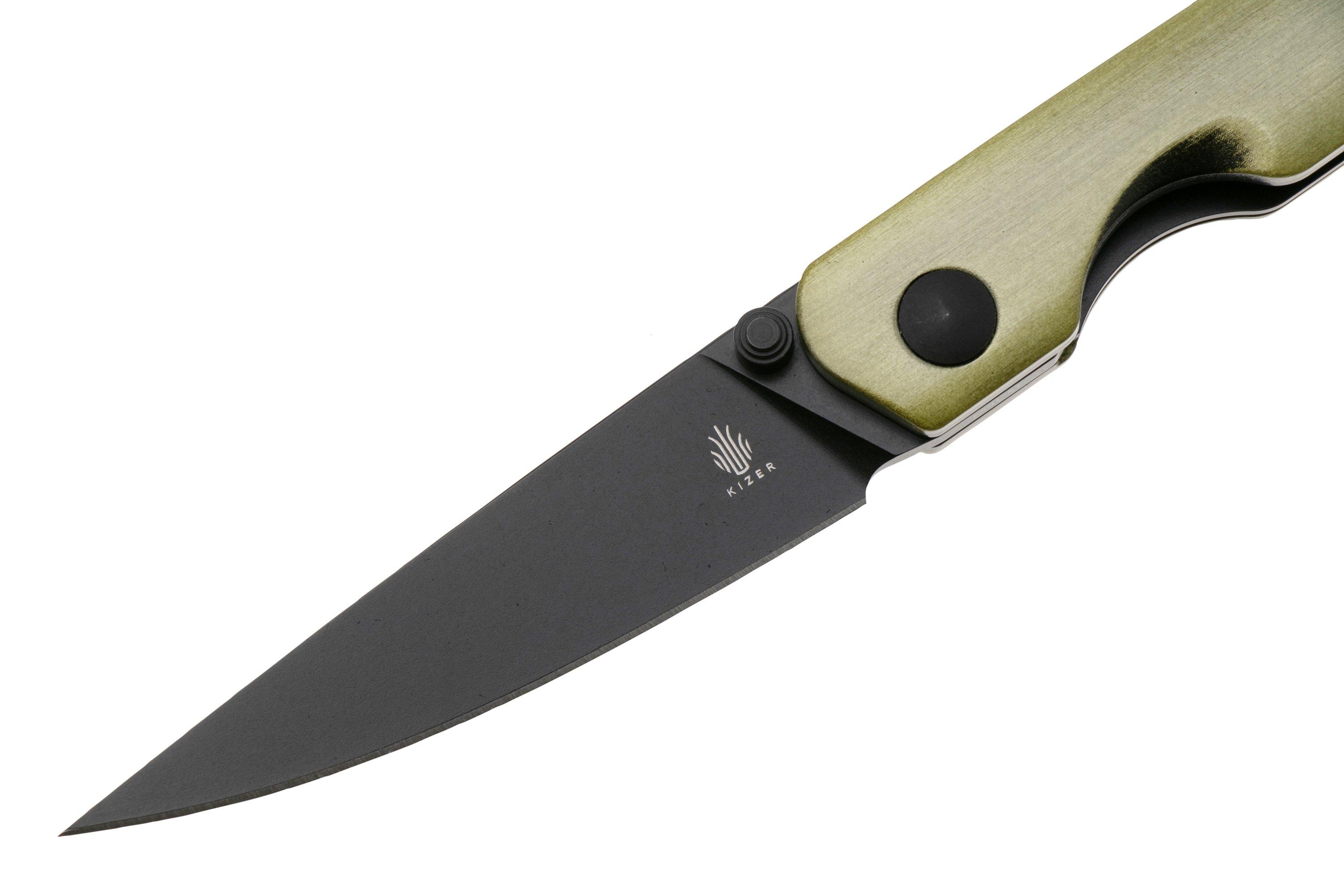 Kizer Shot V3677C2, Black 154CM, Bronze Aluminium pocket knife, Evgeniy ...