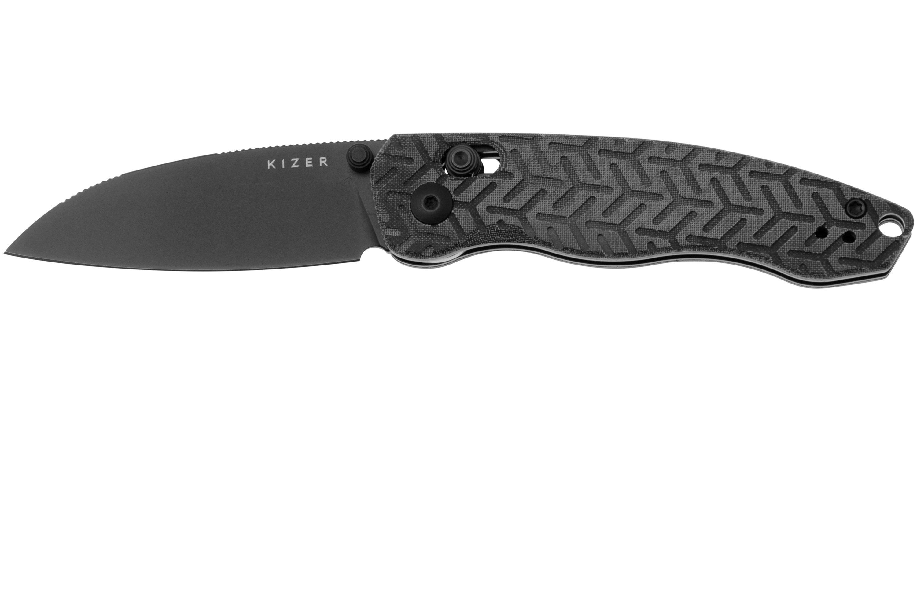 Kizer Exist V3681A1, Black Nitro-V, Tire Tread Micarta zakmes, Nick ...
