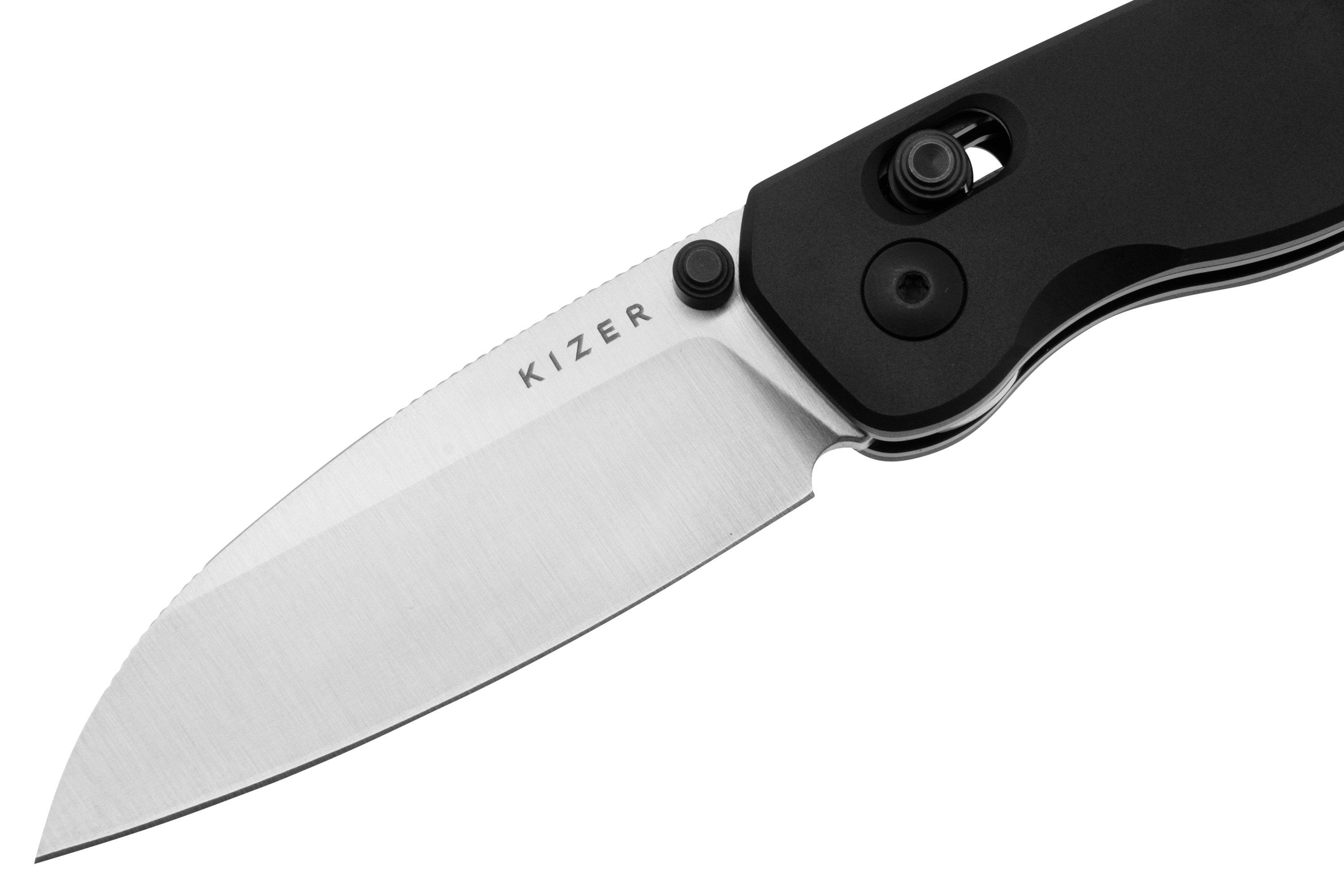 Kizer Exist V3681C1, Satin 154CM, Black Aluminum pocket knife, Nick ...