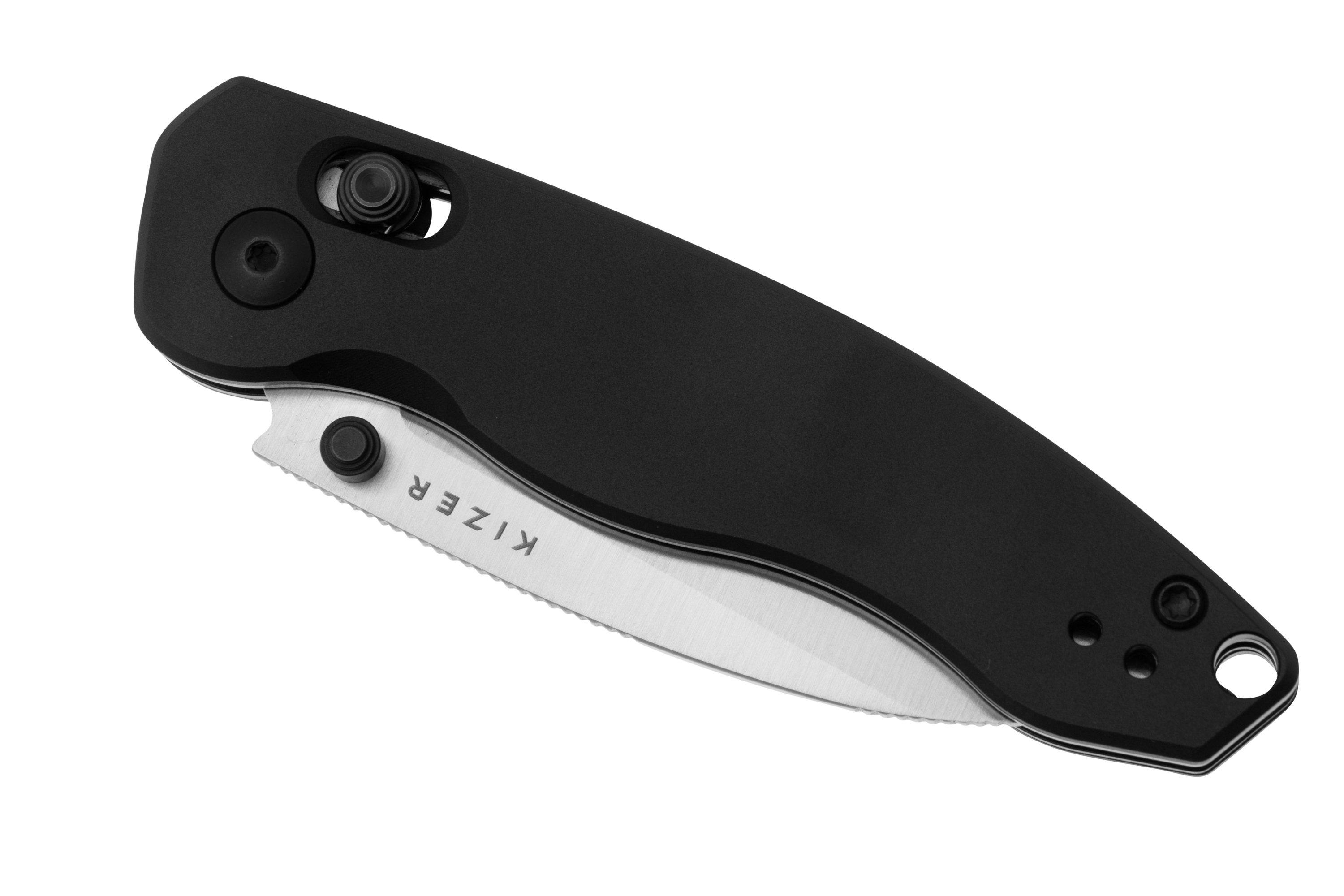 Kizer Exist V3681C1, Satin 154CM, Black Aluminum pocket knife, Nick ...