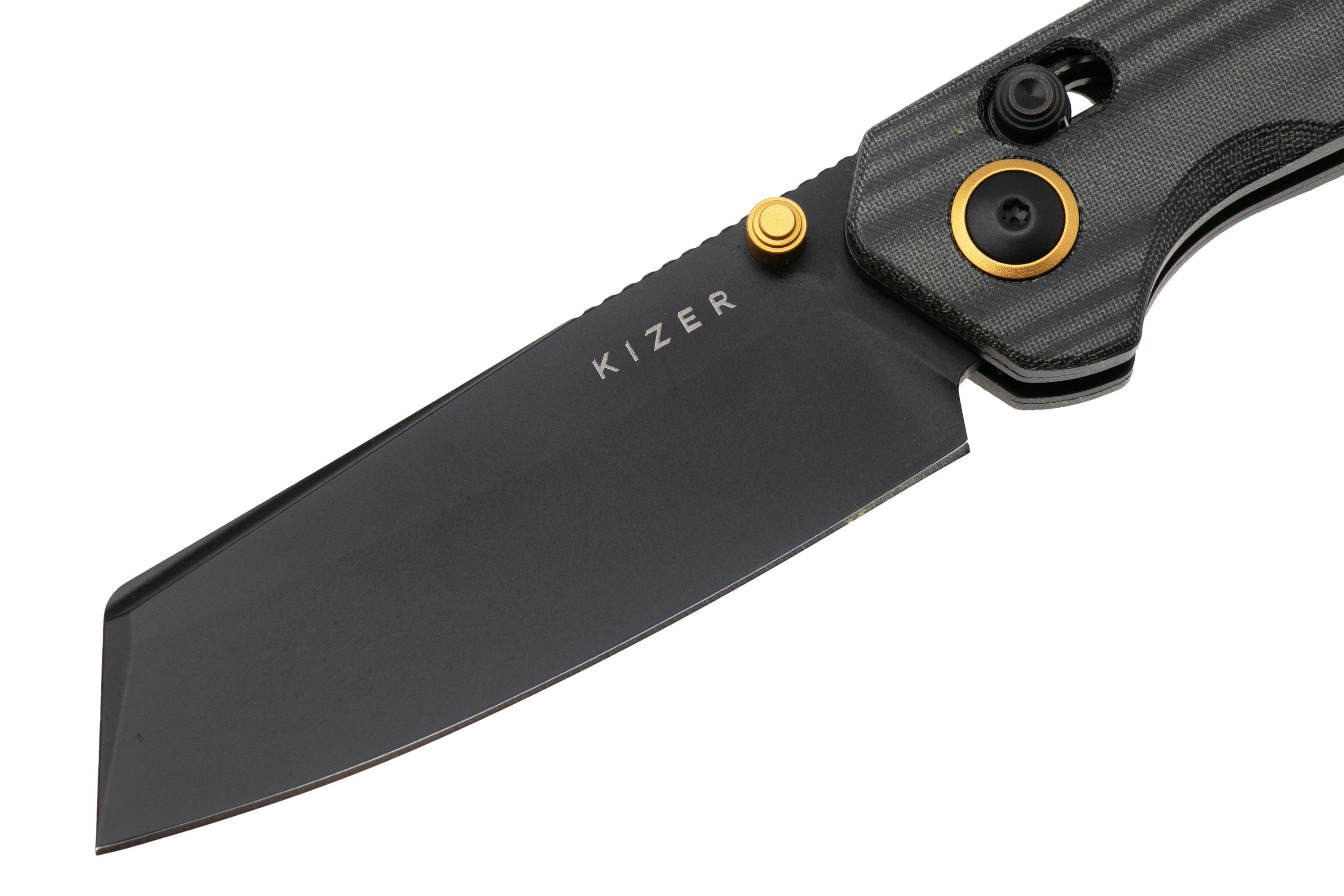 Kizer Madrac V3693A1 Black PVD Nitro-V, Black Micarta coltello da tasca, Matteo Pignatelli ...