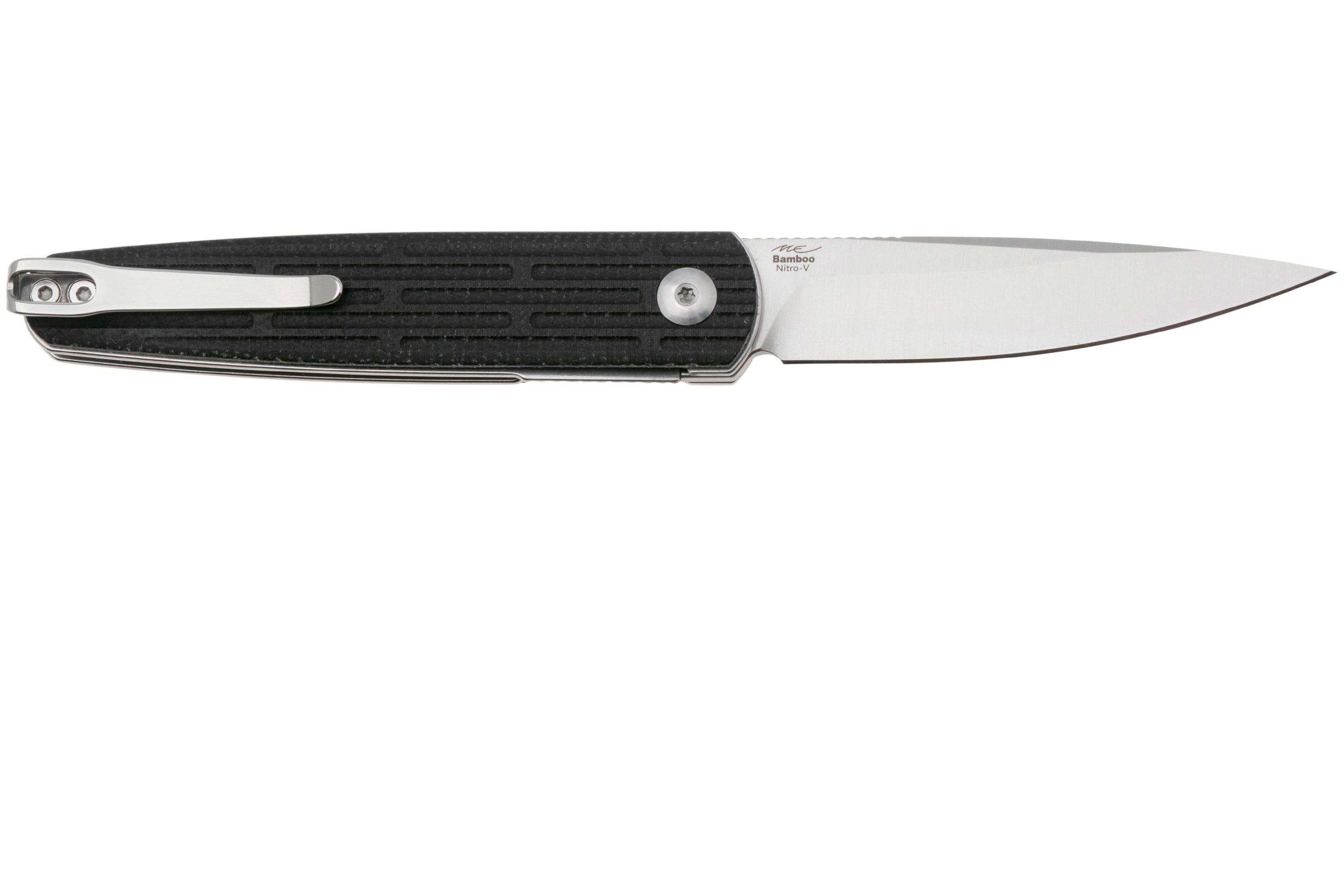 Kizer Bamboo V3722A1, Satin Nitro-V, Black Micarta pocket knife, Maksim ...