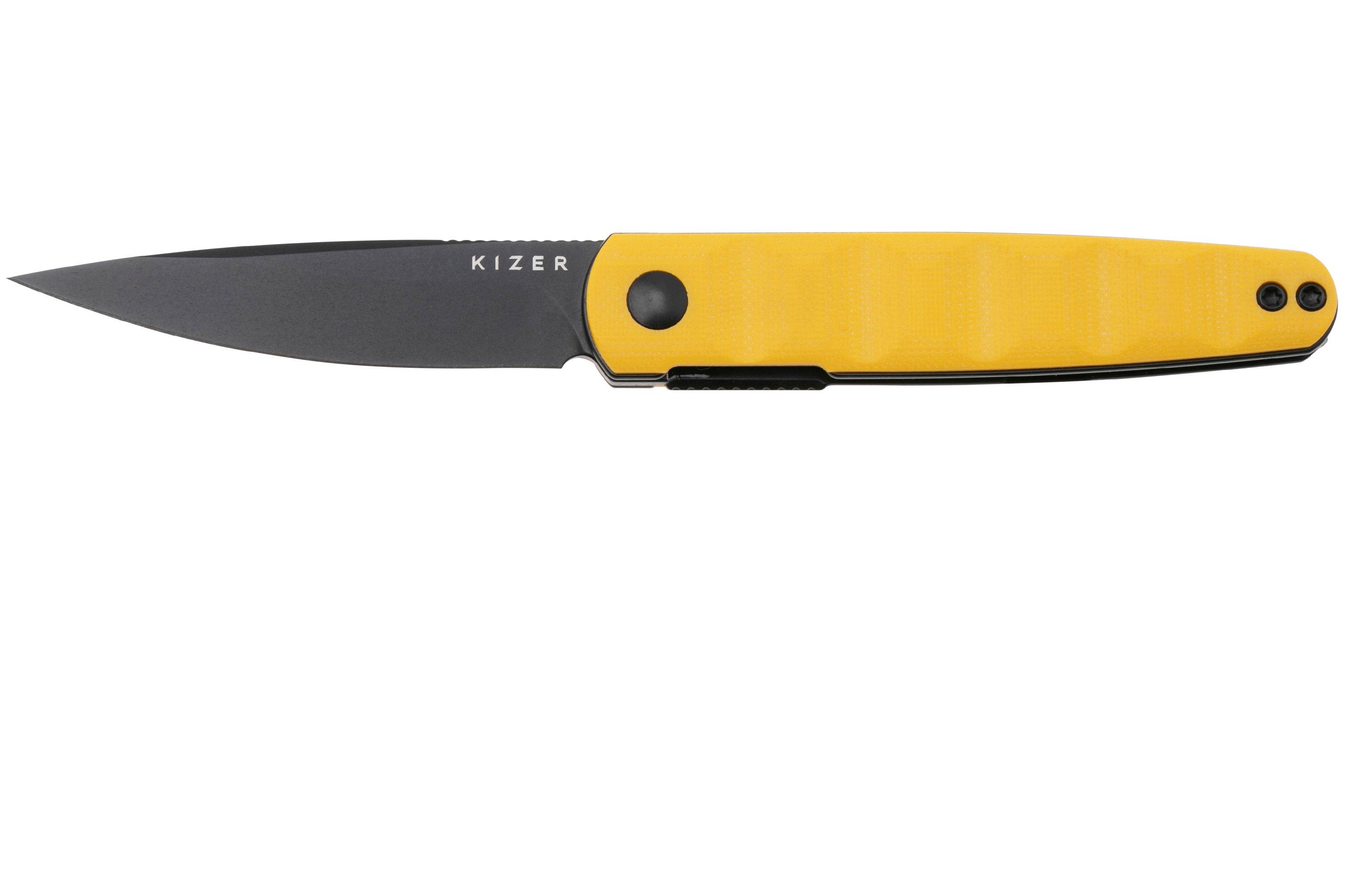 Kizer Bamboo V3722A3, Black Nitro-V, Yellow G10 pocket knife, Maksim ...
