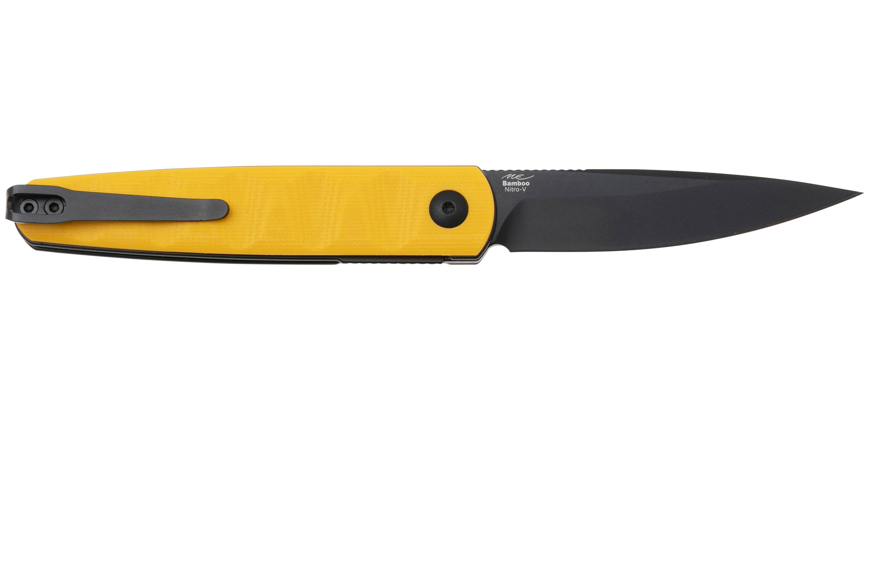 Kizer Bamboo V3722A3, Black Nitro-V, Yellow G10 pocket knife, Maksim ...